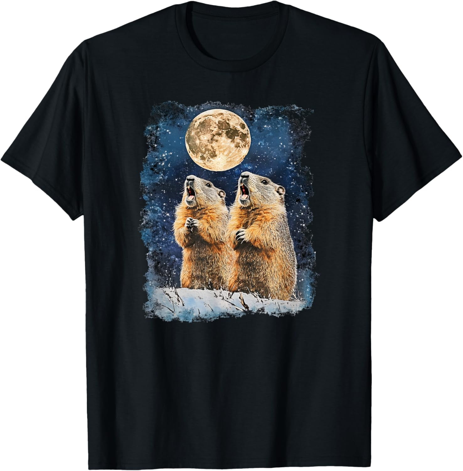 Gound Hog Day Howling at the Moon Funny Groundhog T-Shirt Shirts ...