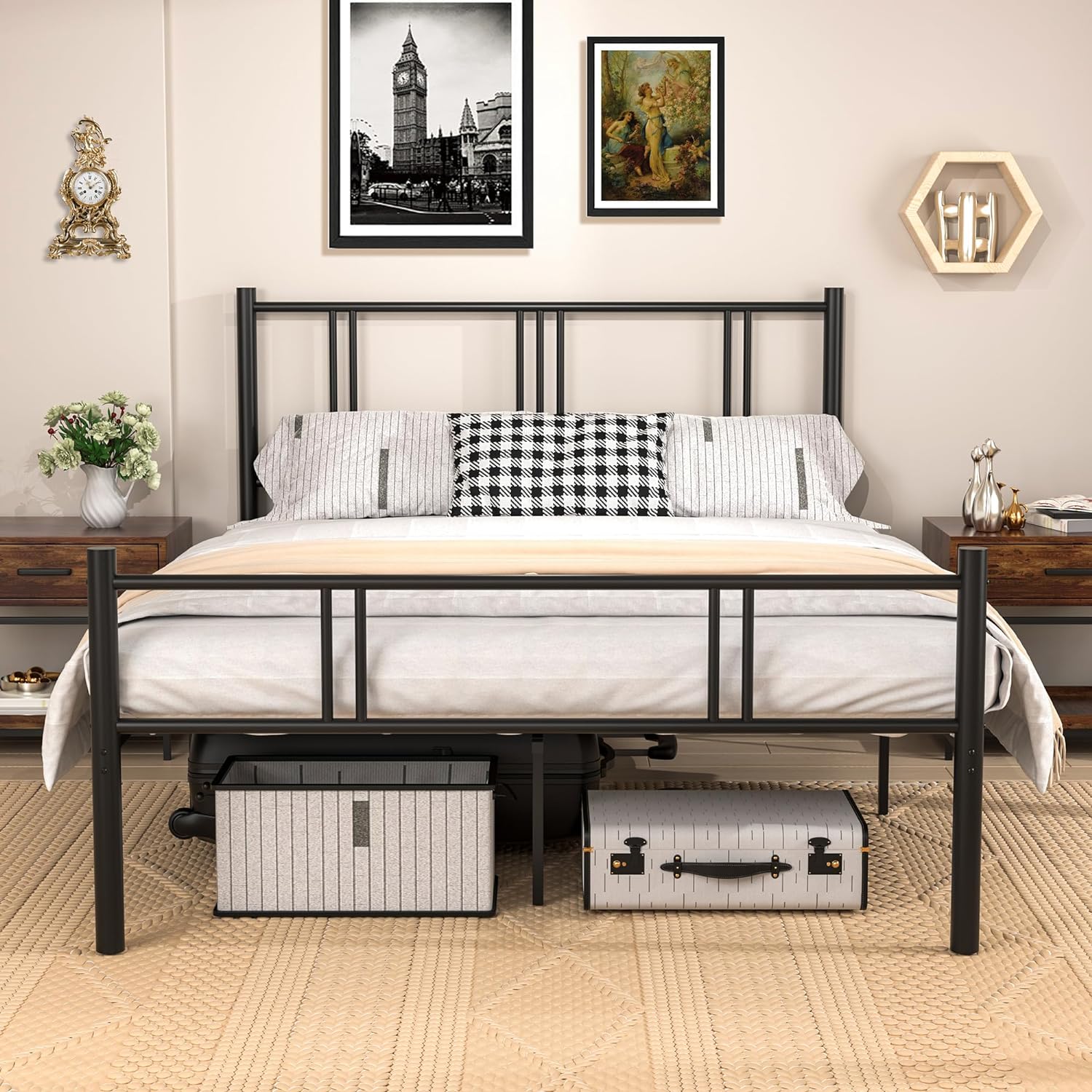 Zinus Mia 38" Metal Platform Bed Frame with Headboard, Queen - Walmart.com