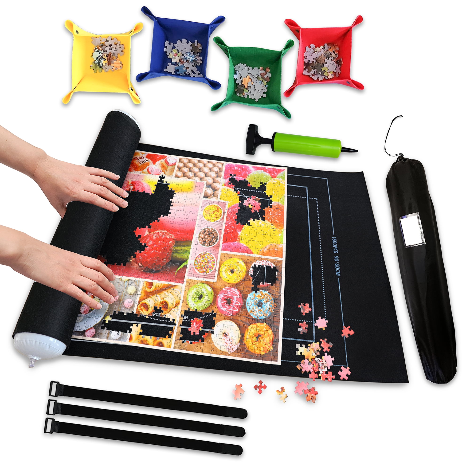 Large Jigsaw Puzzle Mat Roll Up for Adults, Fits 500-1500 Pieces with ...