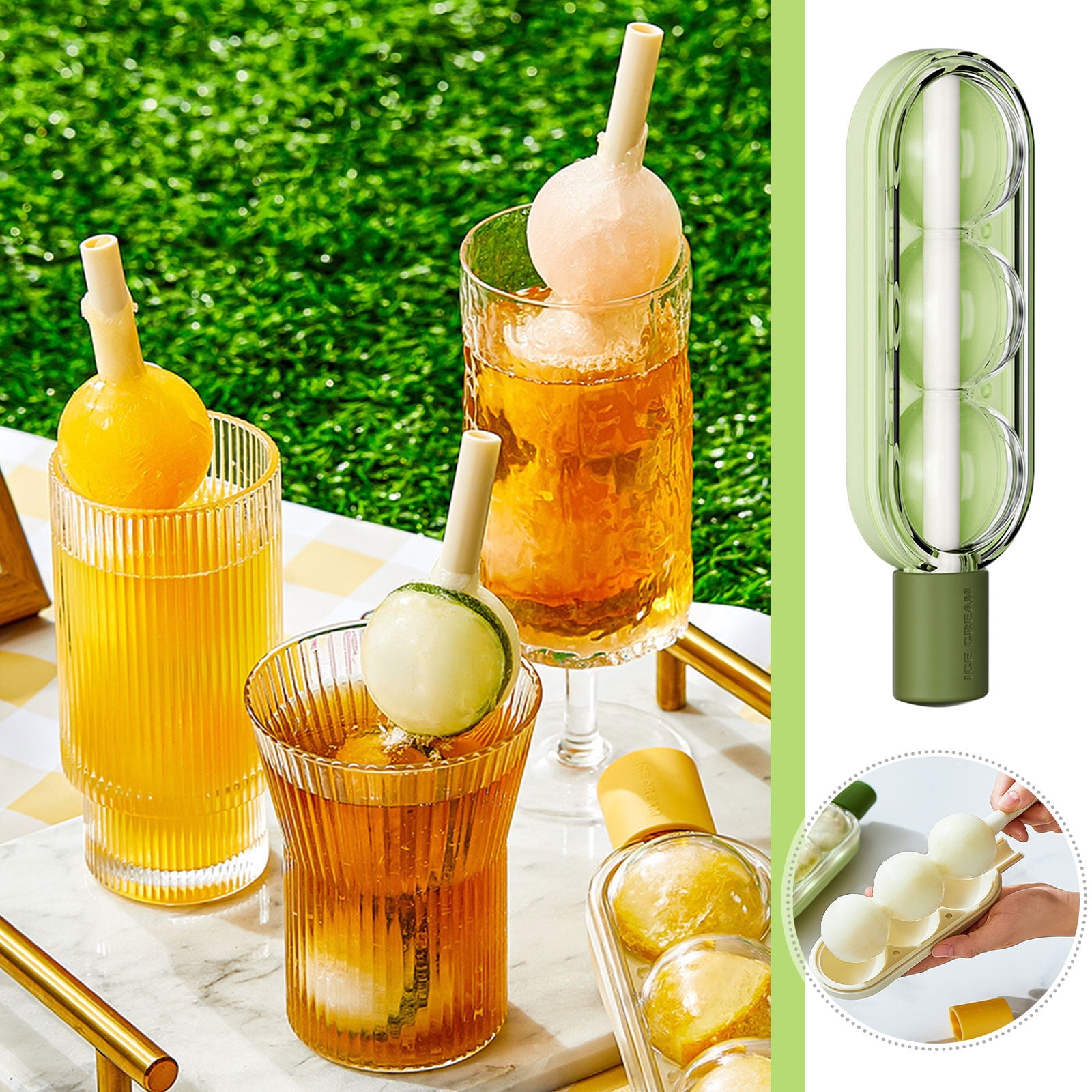 Gourd Ice Cream Maker Popsicle & Ice Cream Tray with Straw Food-Grade ...