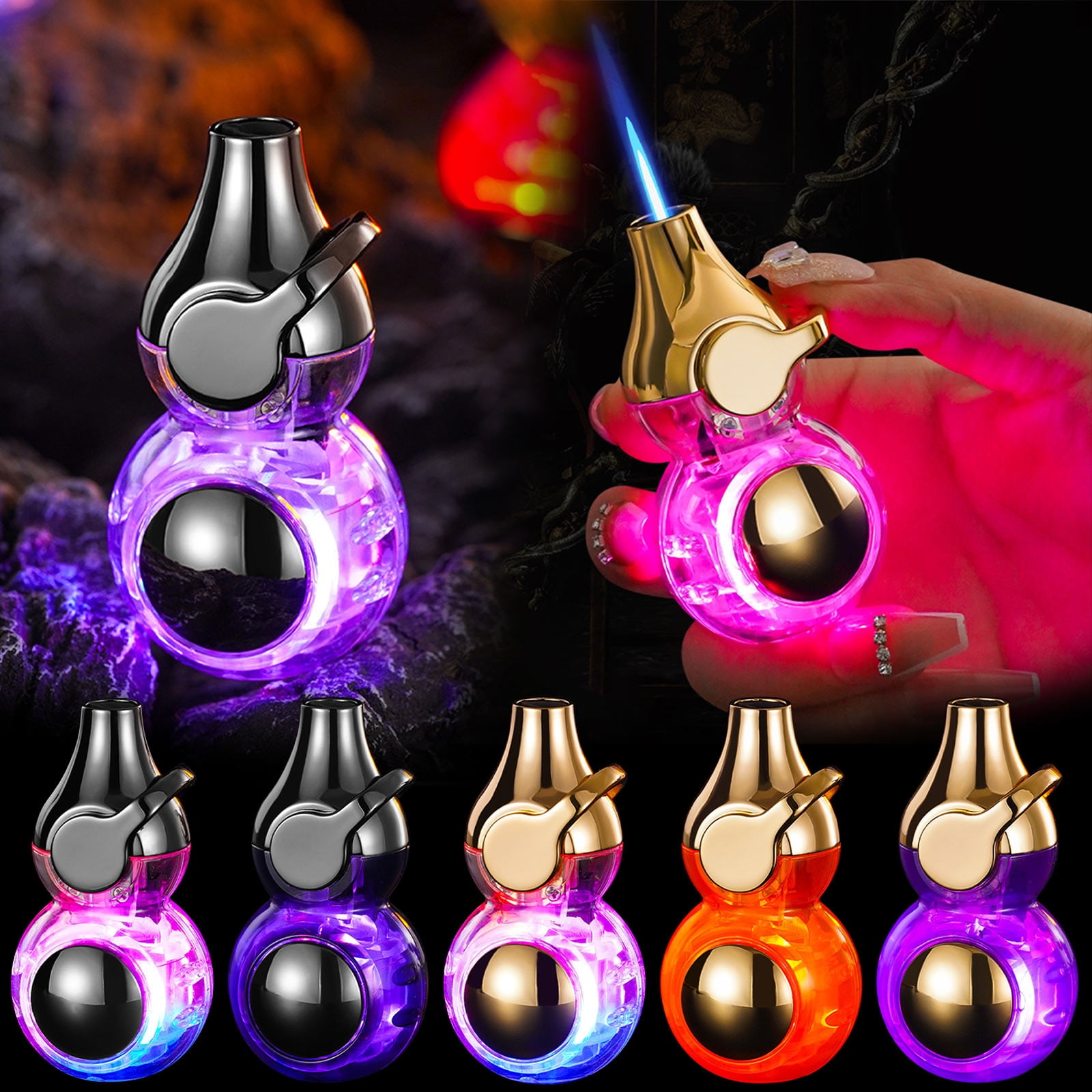 Gourd Windproof Lighter Refillable Flame Transparent Design Cute Gourd ...