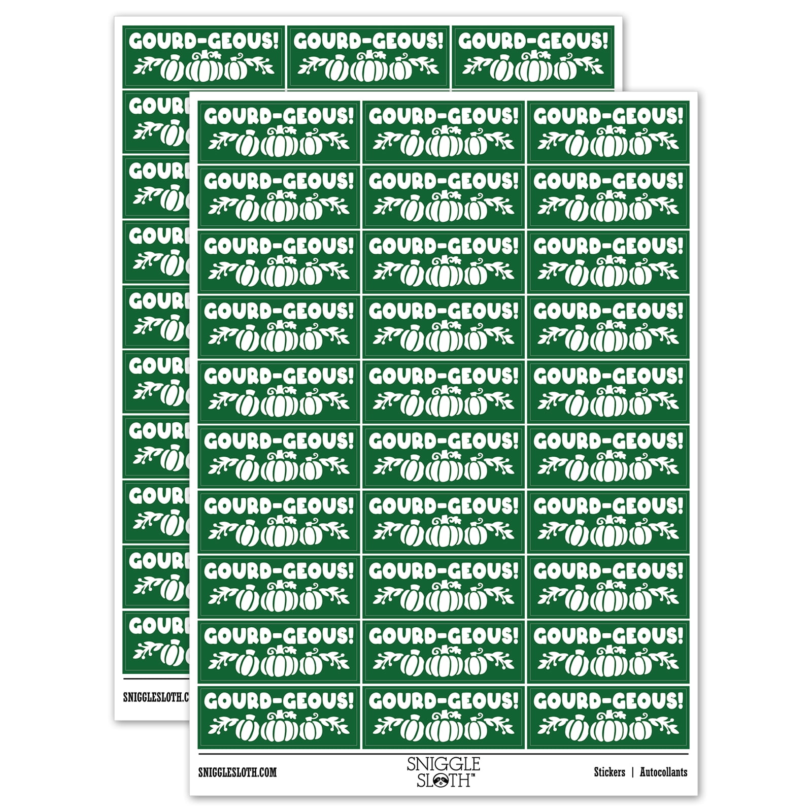 Gourd-eous Gorgeous Teacher Student School Sticker Set - Dark Green ...