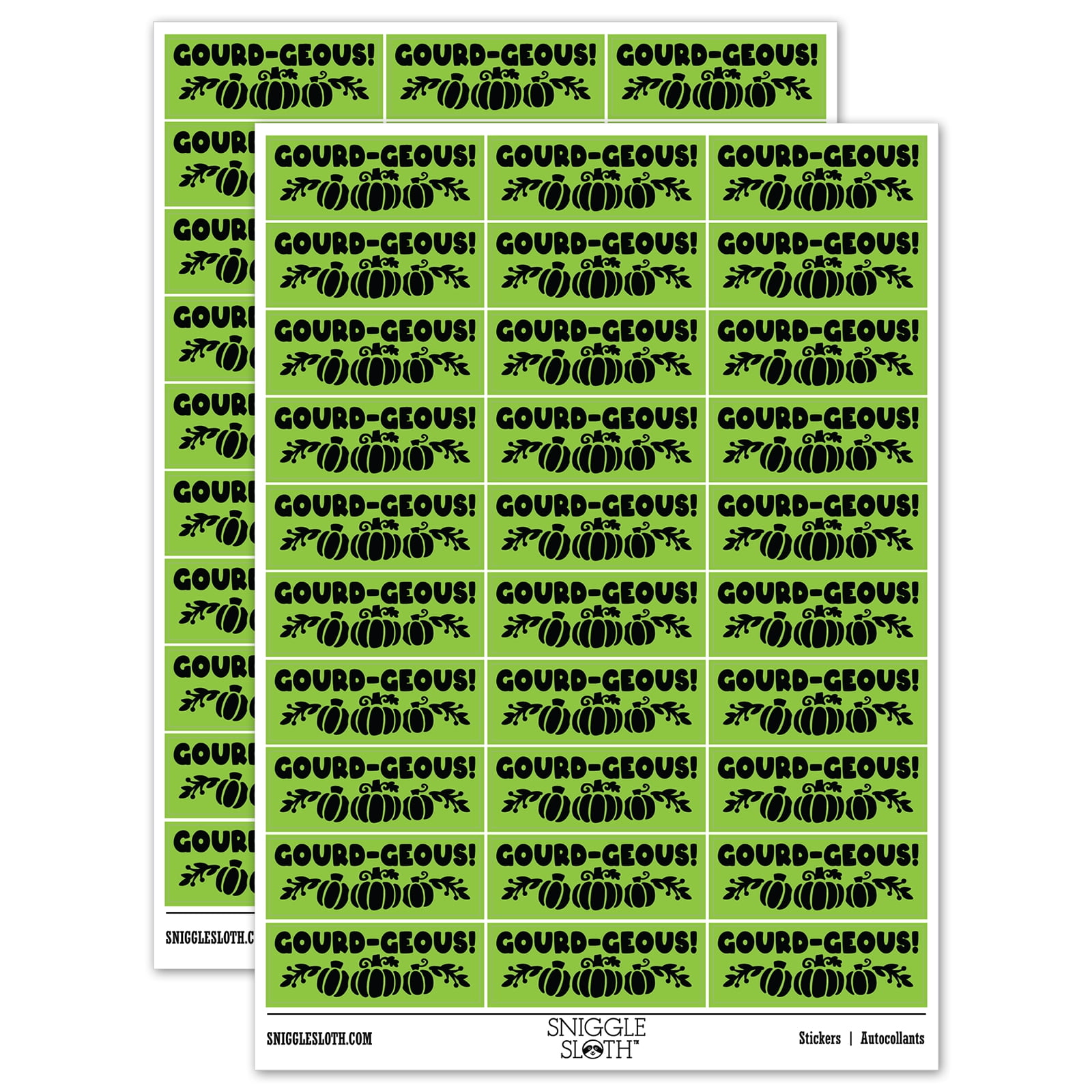 Gourd-eous Gorgeous Teacher Student School Sticker Set - Light Green ...