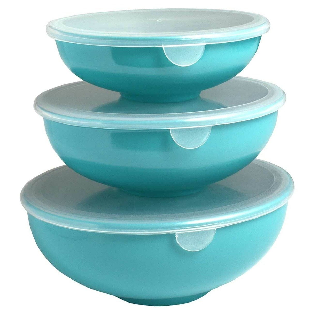 Gourmac Elliptical Prep Bowl with Lids (Set of 3) | Turquoise - Walmart.com