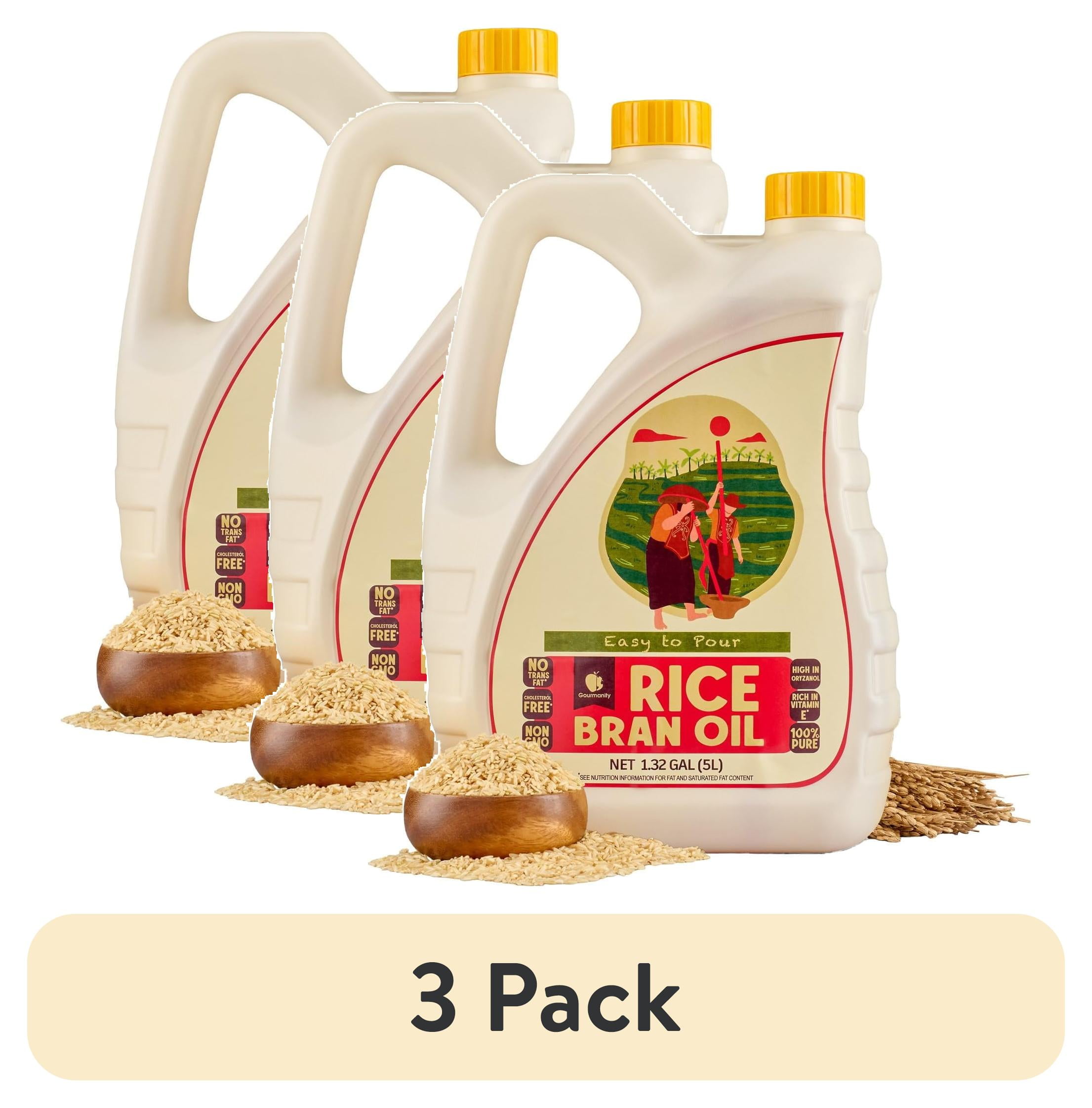 (3 pack) Gourmanity 1.32 Gallon Rice Bran Oil, Heart Healthy Cooking Oil - Walmart.com