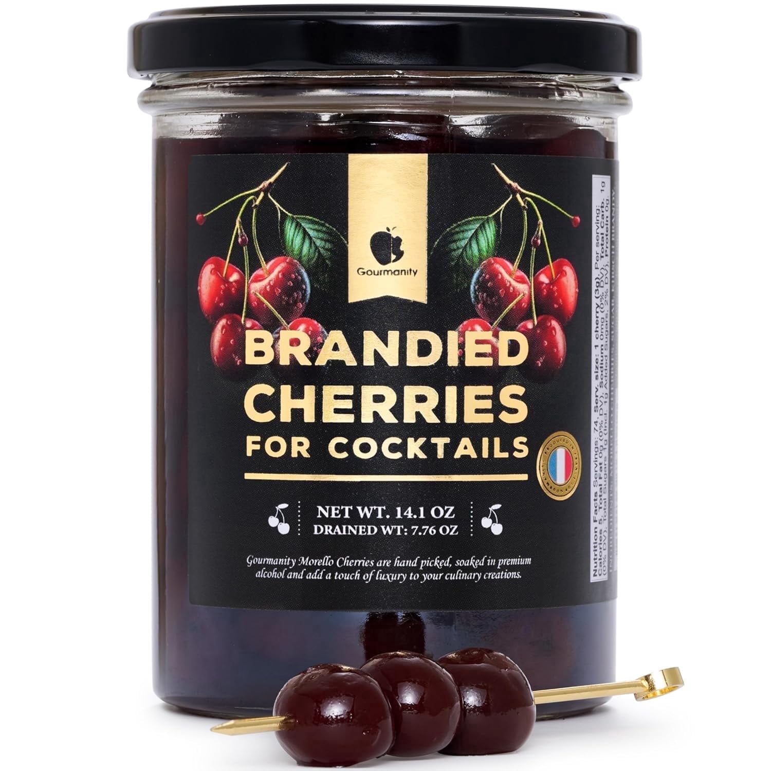 Gourmanity Brandied Cocktail Cherries, French Morello Cherries in ...