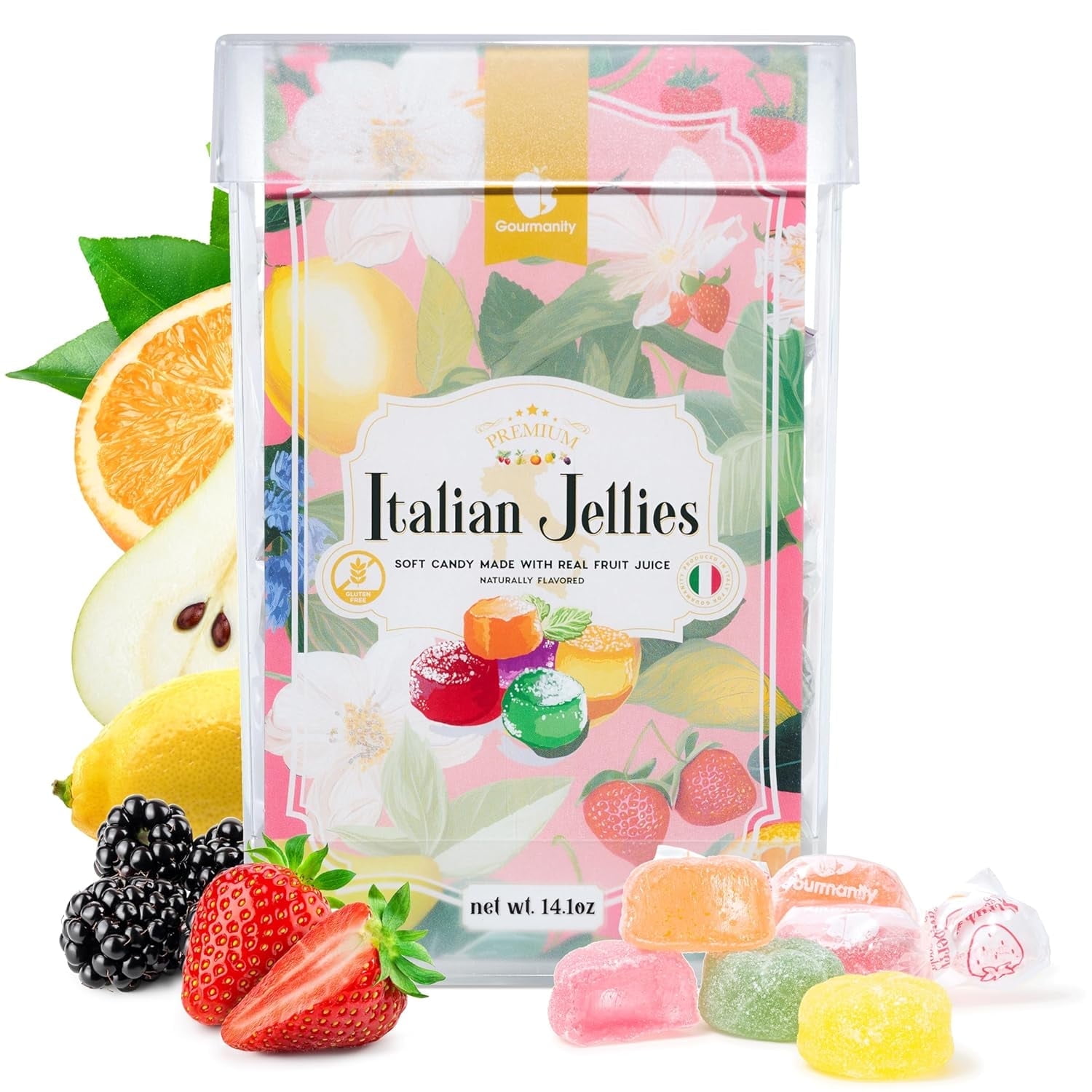 Gourmanity Italian Fruit Jelly Candy, 14.1 oz Box – Made with 18% Real ...