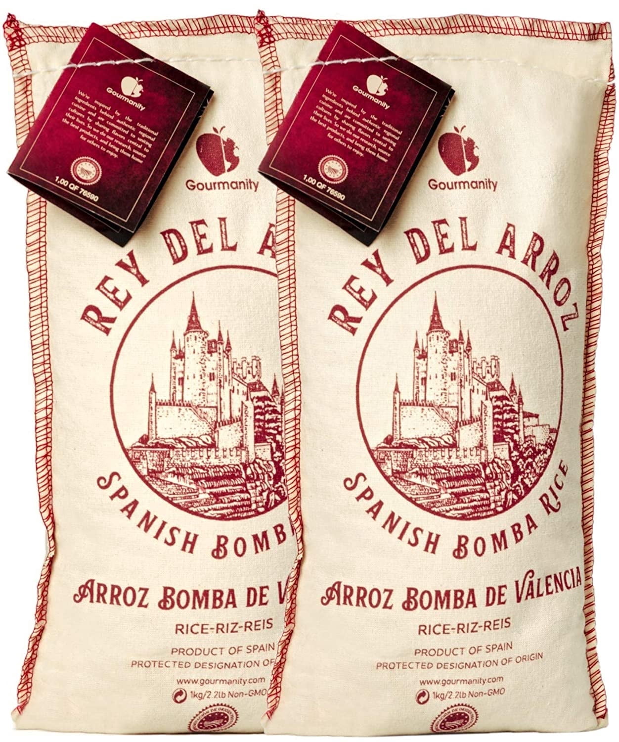 Gourmanity Rey del Arroz Authentic Spanish Bomba Rice, 2.2 Pound Burlap ...