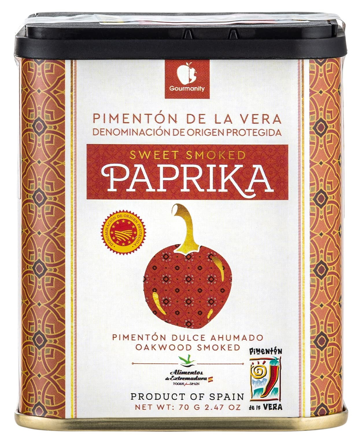 Gourmanity Spanish Sweet Smoked ESF27 Paprika Powder Tin, Premium Oak ...