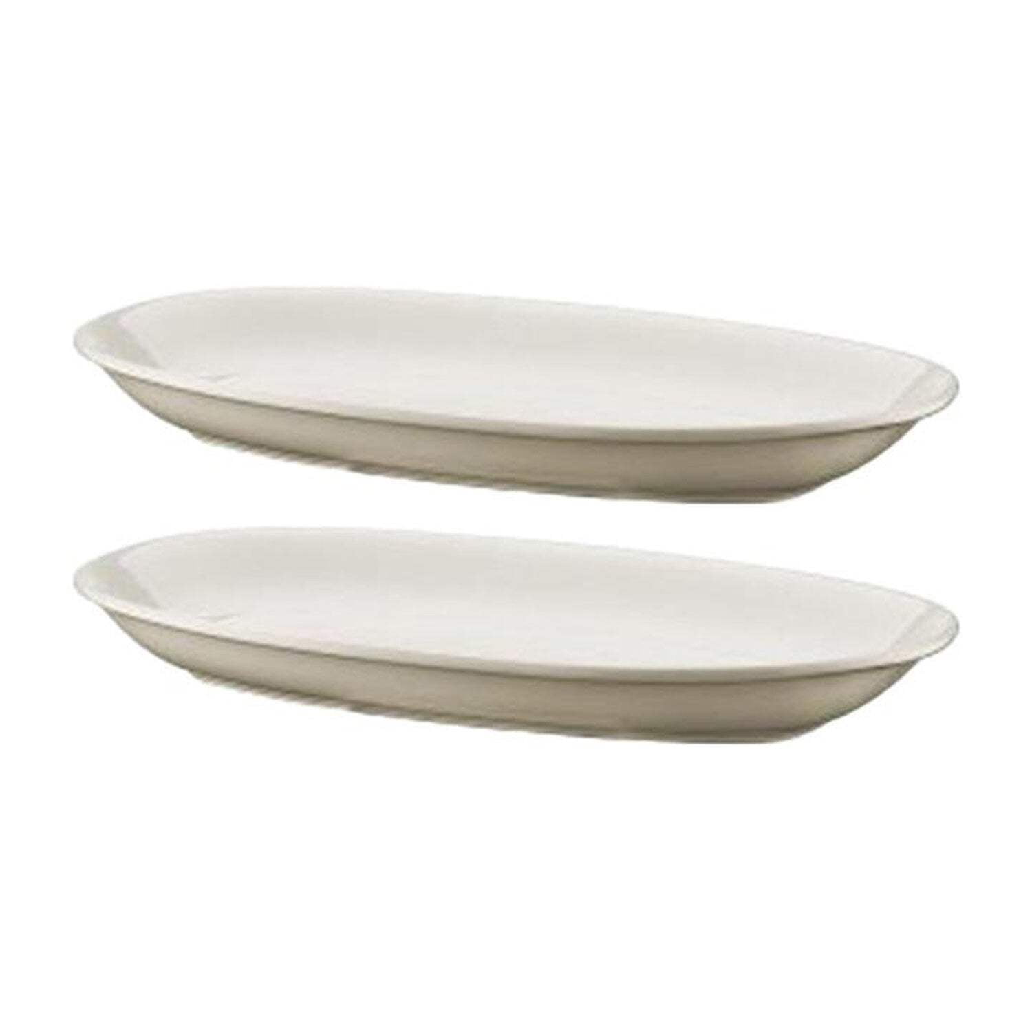 Gourmet 11.25" x 6.75" x h:1.25" Oval Warm White Porcelain Platter (Set ...