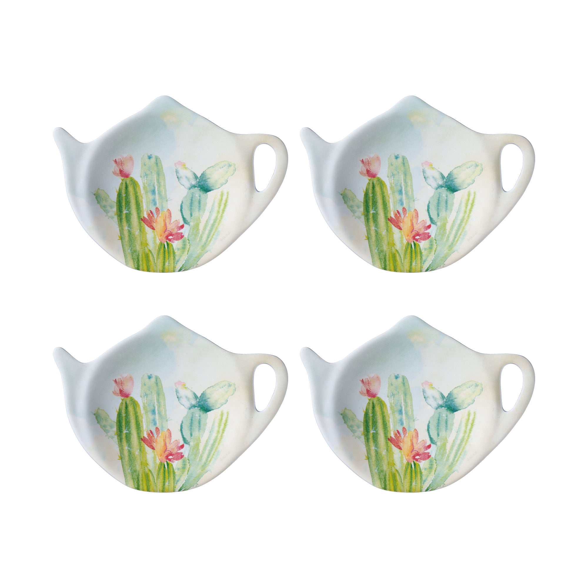 Gourmet Art 4-Piece Cactus Garden Teapot Shaped Tea Bag Holder Set ...