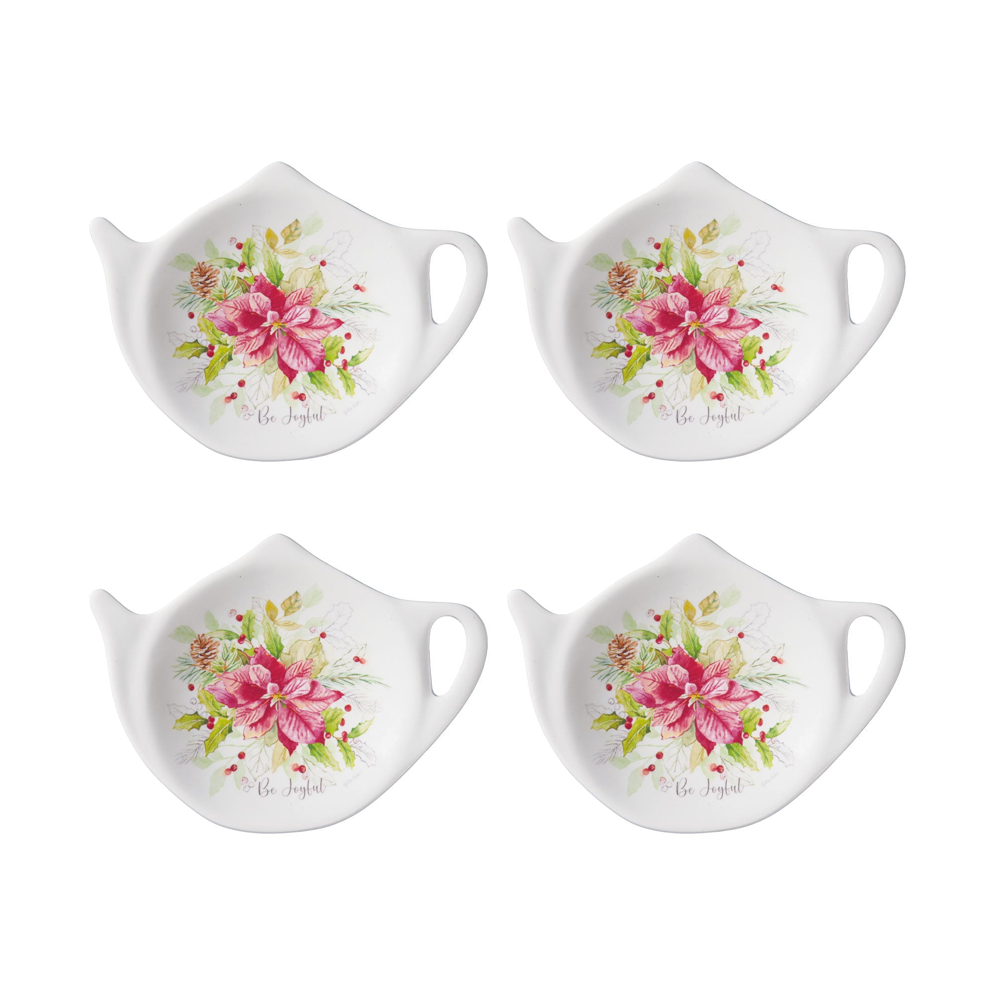 Gourmet Art 4-Piece Joyful Holiday Teapot Shaped Tea Bag Holder Set ...
