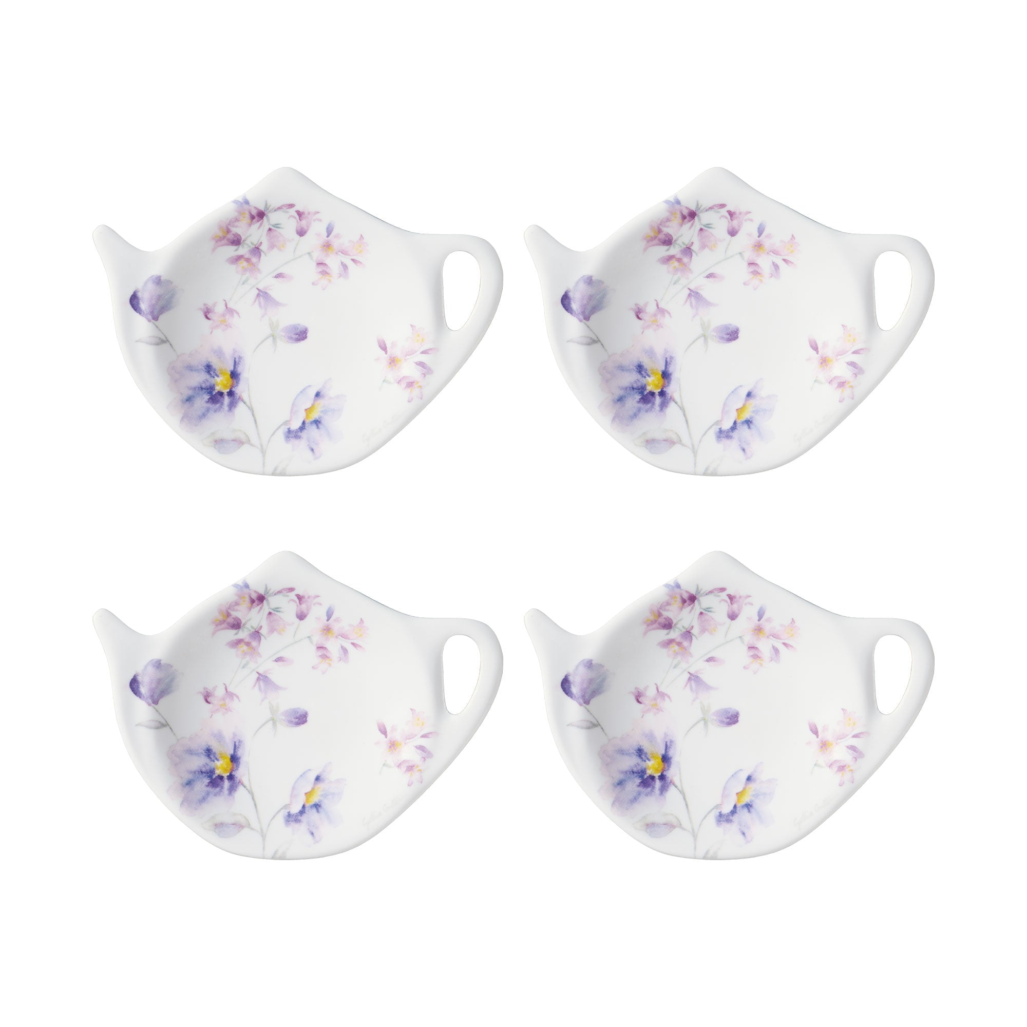 Gourmet Art 4-Piece Lavender Teapot Shaped Tea Bag Holder Set/Spoon ...