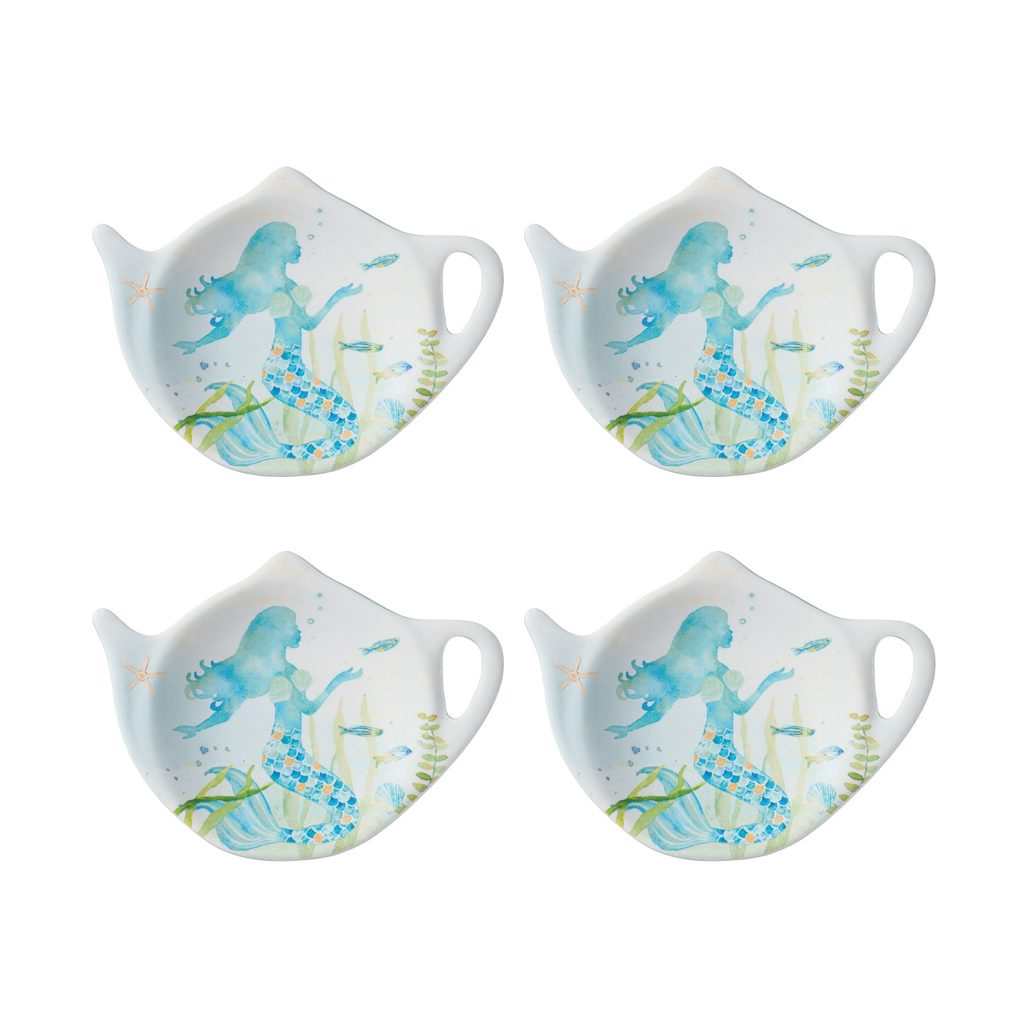 Gourmet Art 4-Piece Mermaid Teapot Shaped Tea Bag Holder Set/Spoon ...