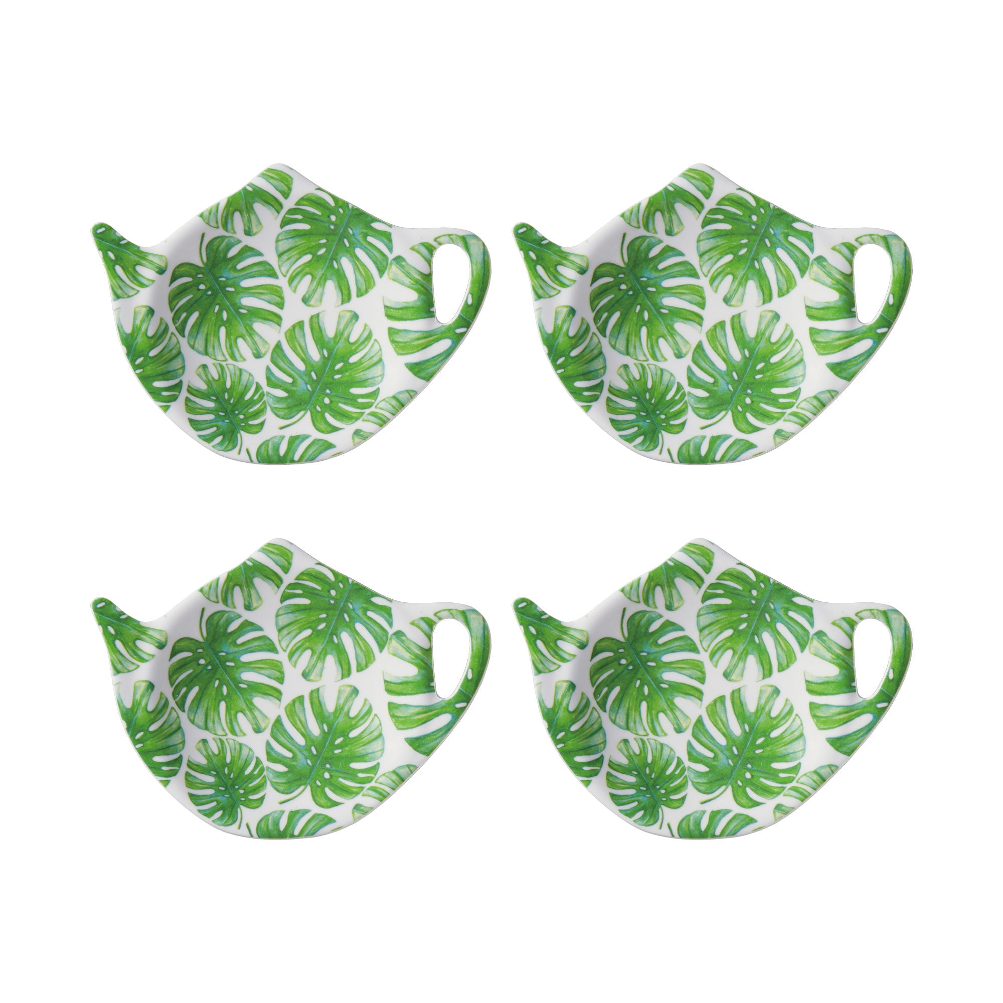 Gourmet Art 4-Piece Monstera Teapot Shaped Tea Bag Holder Set/Spoon ...