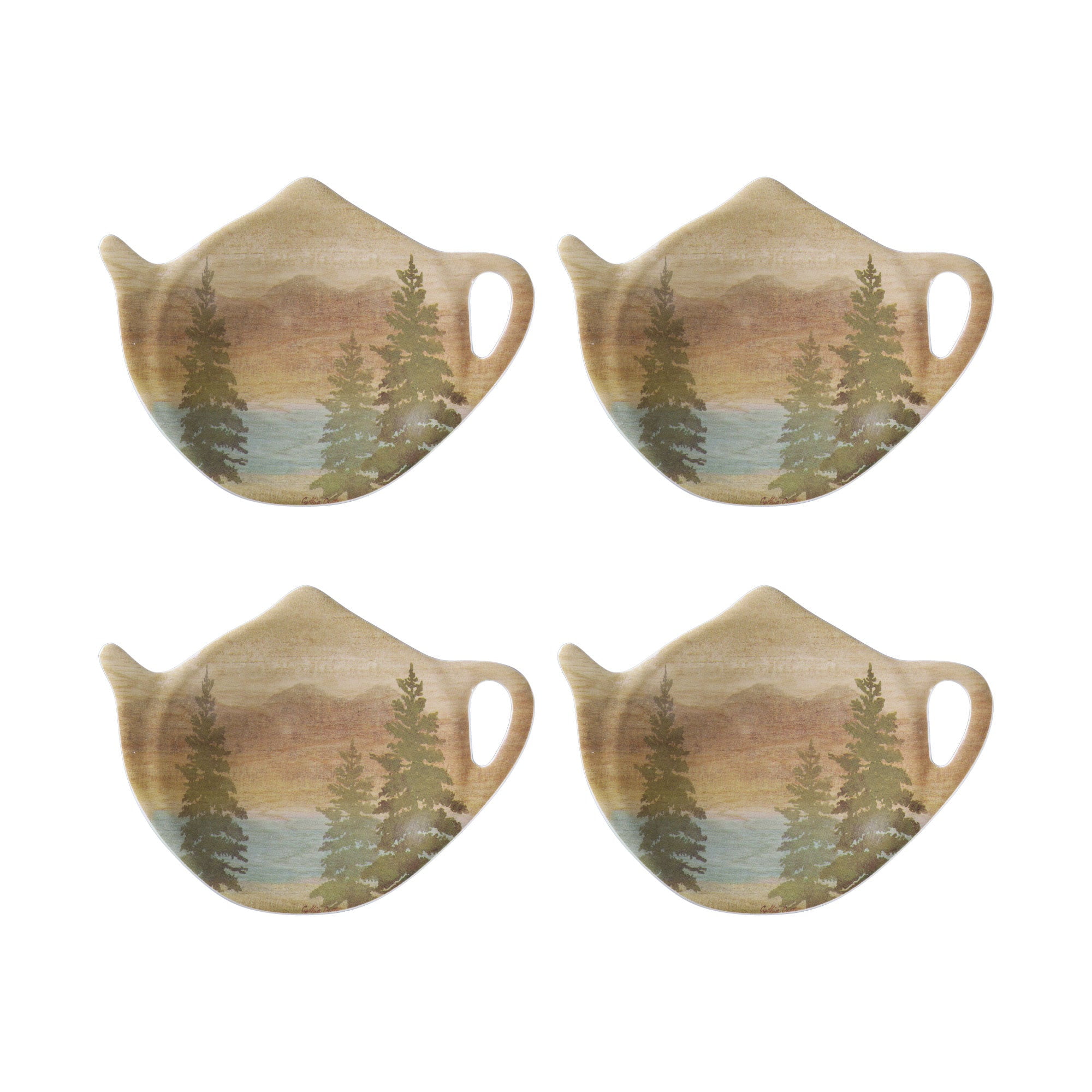 Gourmet Art 4-Piece Pine Tree Teapot Shaped Tea Bag Holder Set/Spoon ...