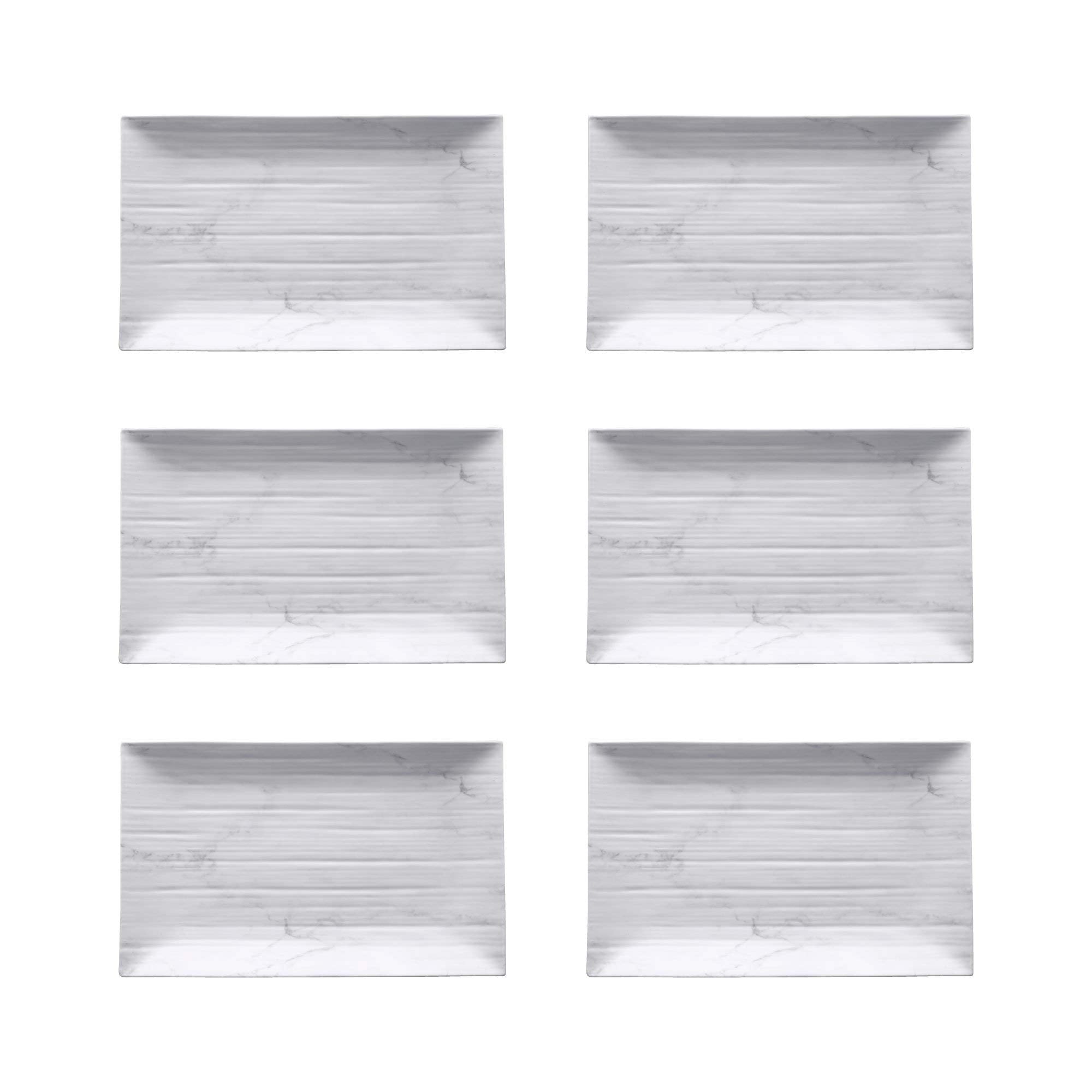 Gourmet Art 6-Piece Marble Blanc Heavyweight and Durable Melamine 9.75 ...