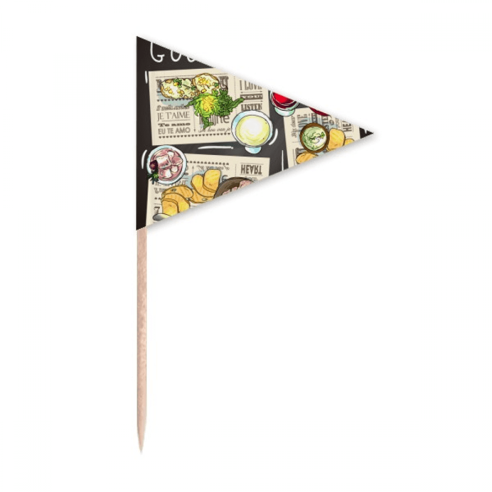 Gourmet Bar Steak Soup Lemonade Toothpick Triangle Cupcake Toppers Flag ...