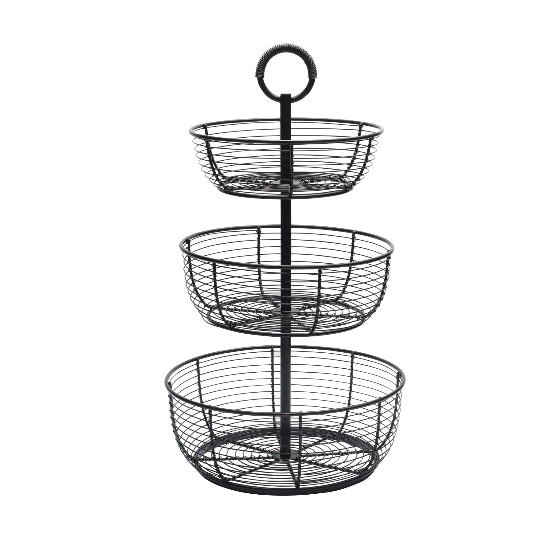Gourmet Basics by Mikasa Round Wrap 3-Tier Metal Floor Standing Fruit ...