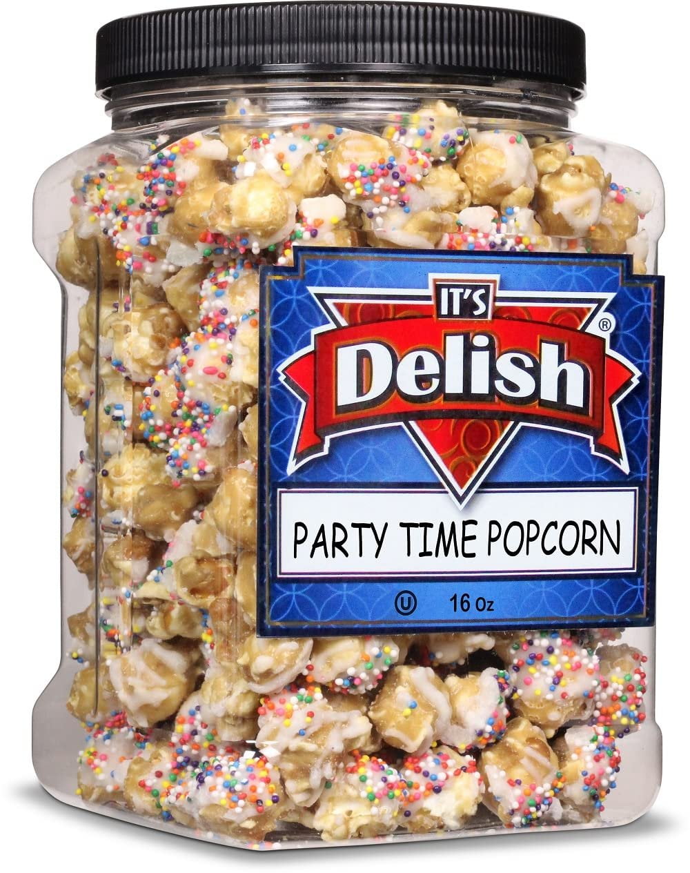 Gourmet Caramel Party Time Popcorn by Its Delish, 16 Oz Jumbo Container ...