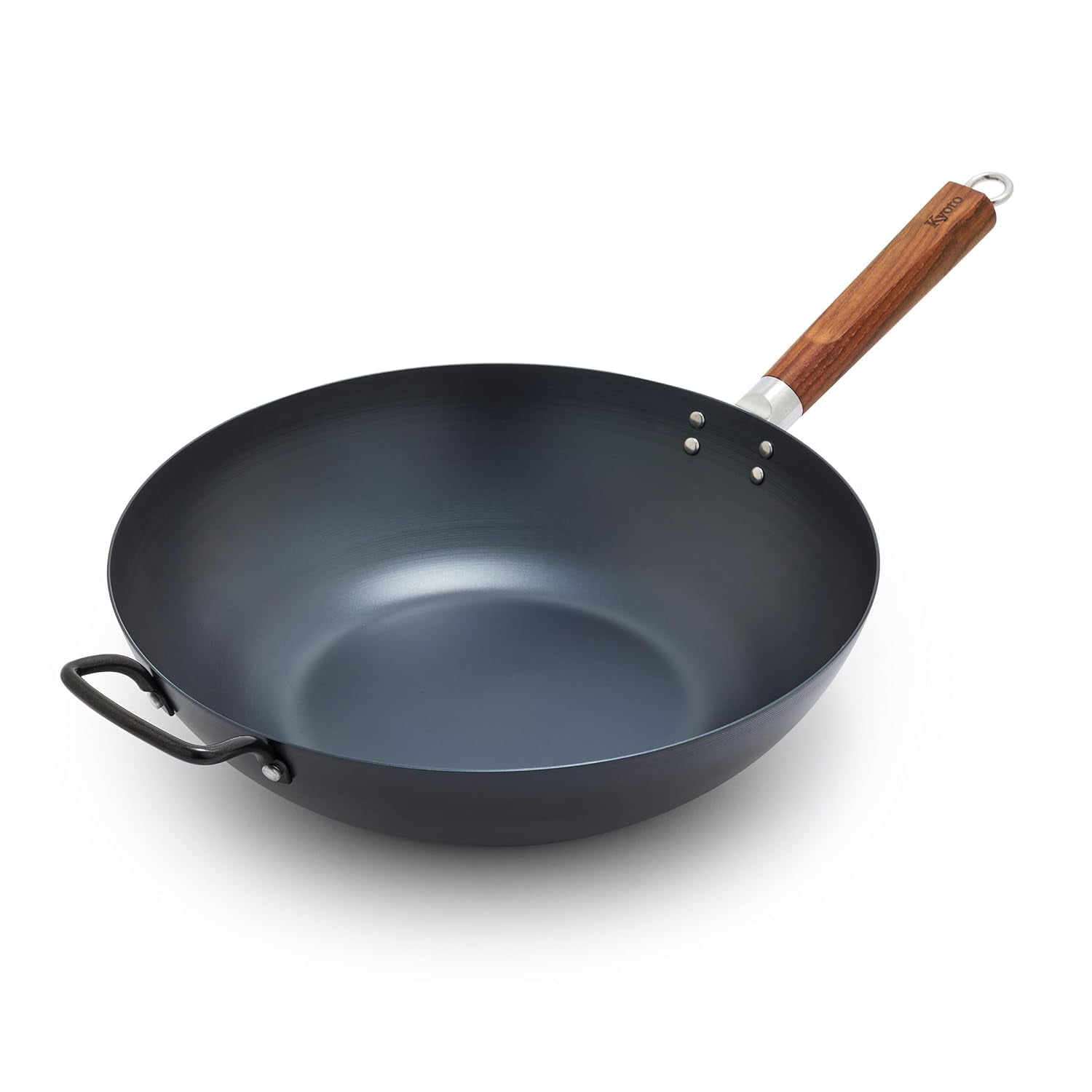 KK Carbon Steel Wok 14”, Flat Bottom, Durable Stir-Fry Pan, Pre ...