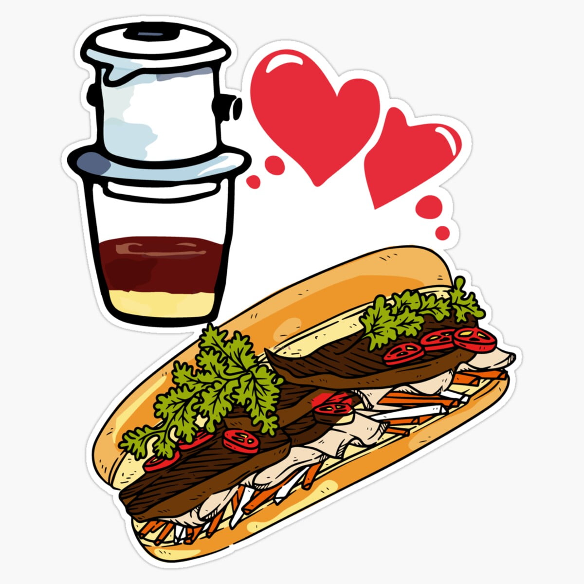 Gourmet Chilled Coffee and Pork Baguette Banh Mi Vietnamese Breakfast ...