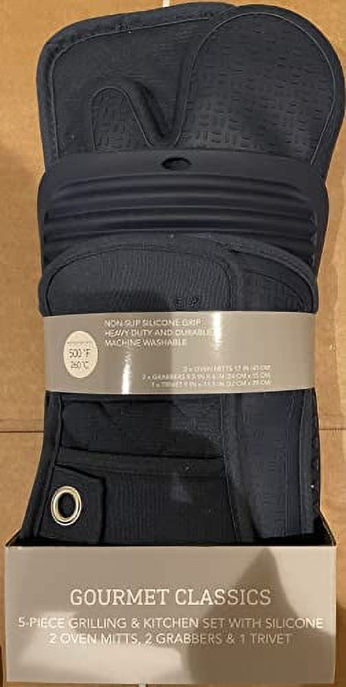 Gourmet Classics 5-Piece Cooking Utensils: Silicone Oven Mitts ...