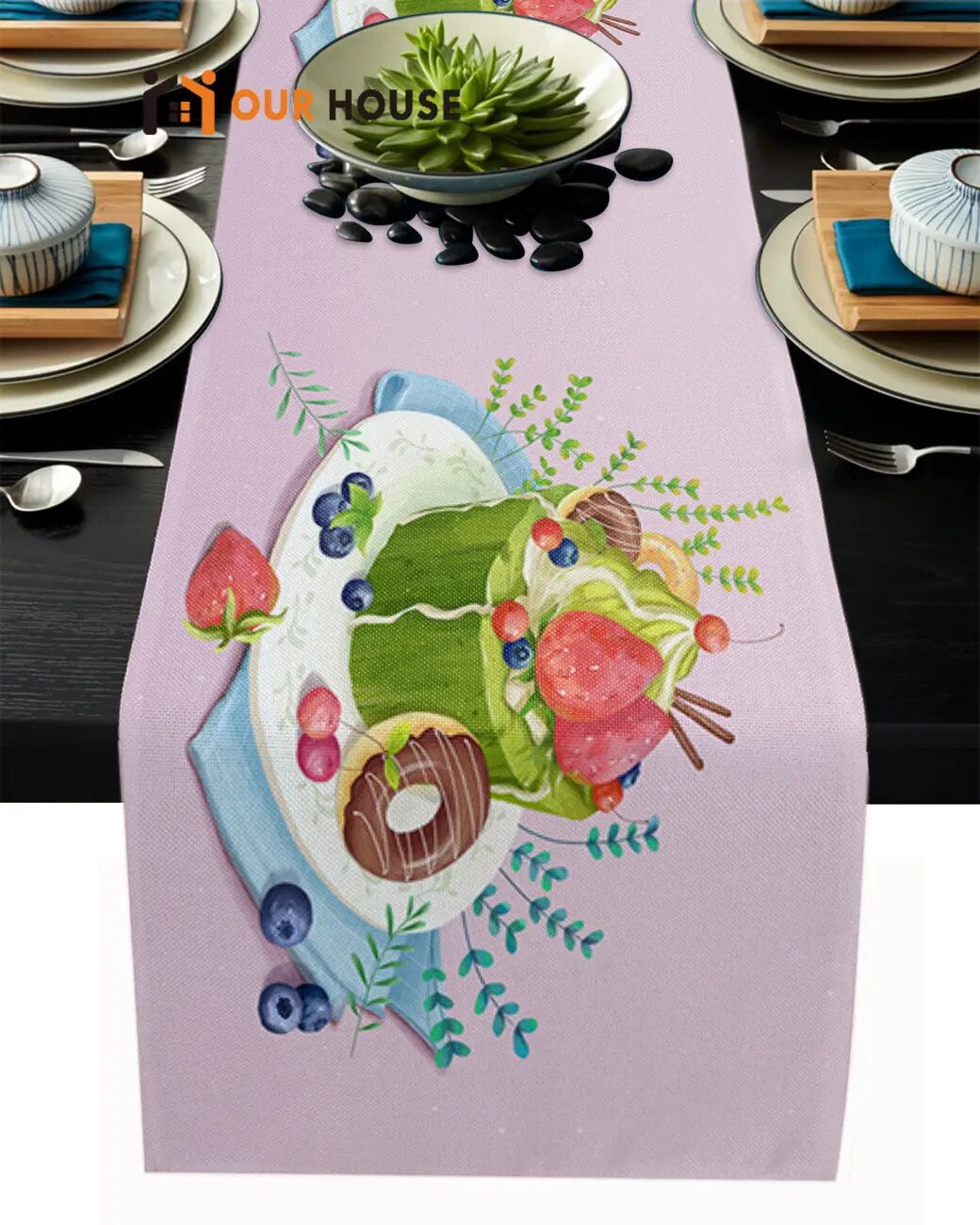 Gourmet Donut Fruit Cake Wedding Home Party Table Runners Coffee Table ...