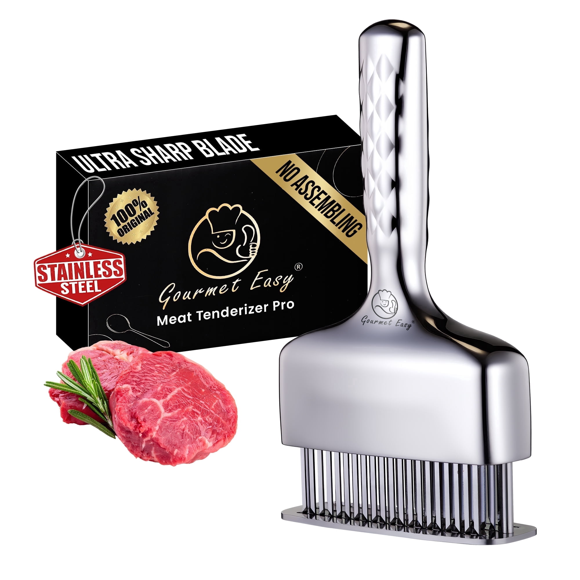 Gourmet Easy - Meat Tenderizer Tool – Hassle Free Extra Long Handle ...