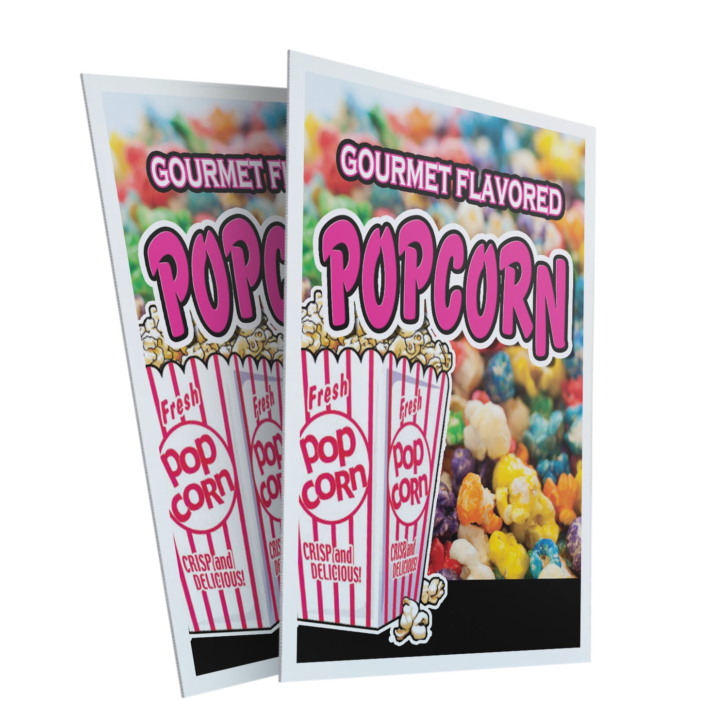 Gourmet Flavored Popcorn (2-PACK) 24" x 36" Plastic Signs | Sign Insert ...