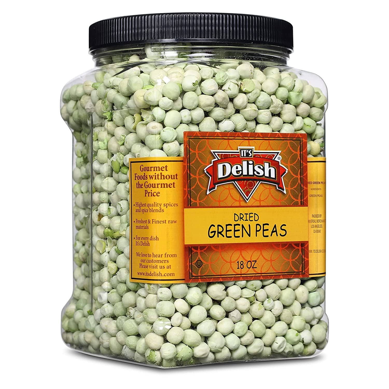Gourmet Freeze Dried Peas by Its Delish, 18 oz Jumbo Reusable Container ...