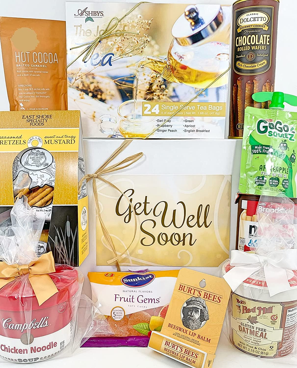 Gourmet Get Well Gift Box Basket - For Cold Flu Illness Surgery Injury ...
