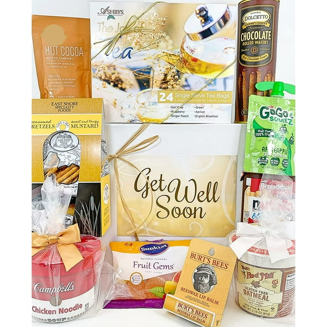 Gourmet Get Well Gift Box Basket - For Cold Flu Illness Surgery Injury ...