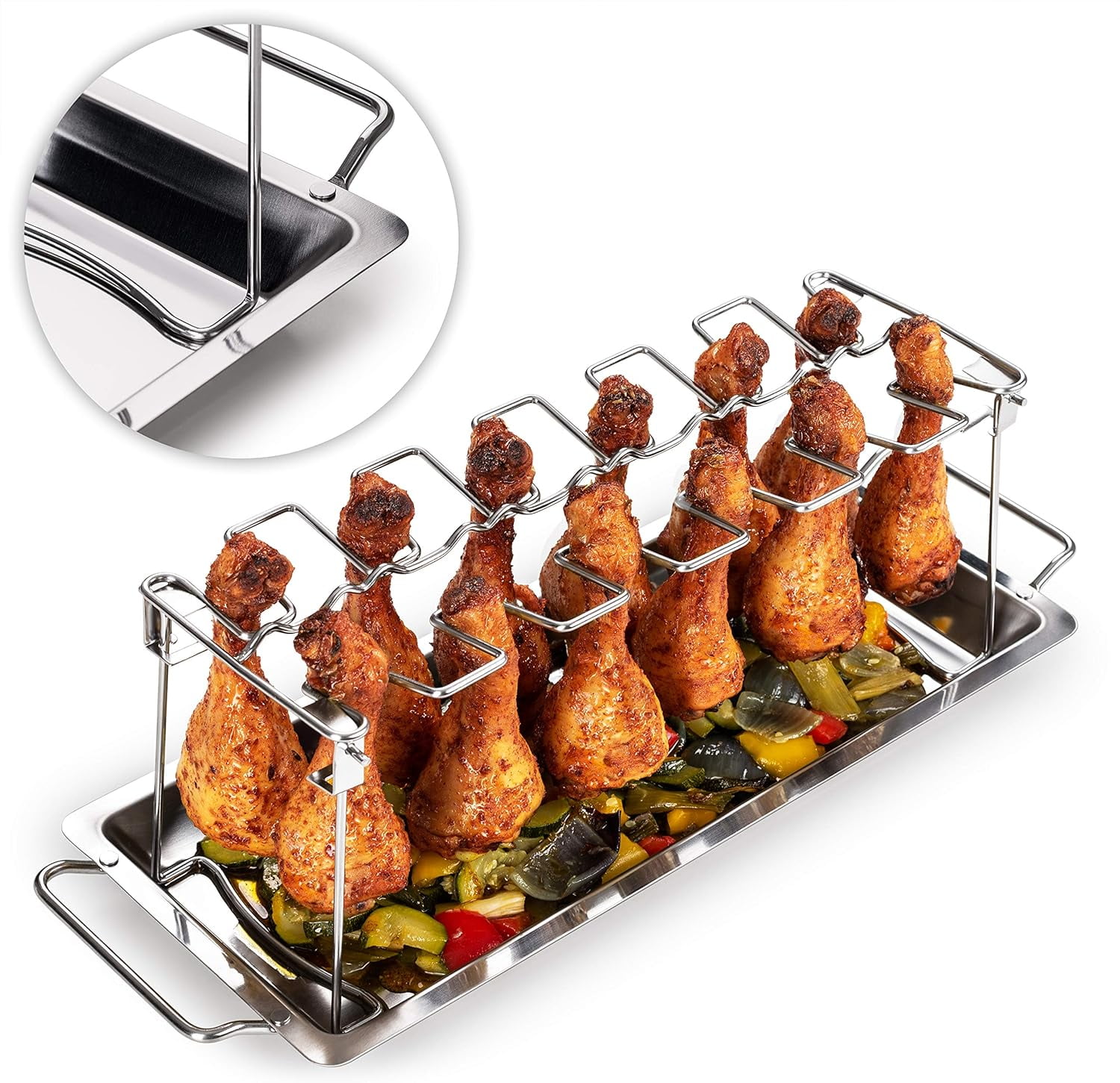 Gourmet Grill Pro: Chicken Leg Rack & BBQ Drumstick Holder, 12-Slot ...