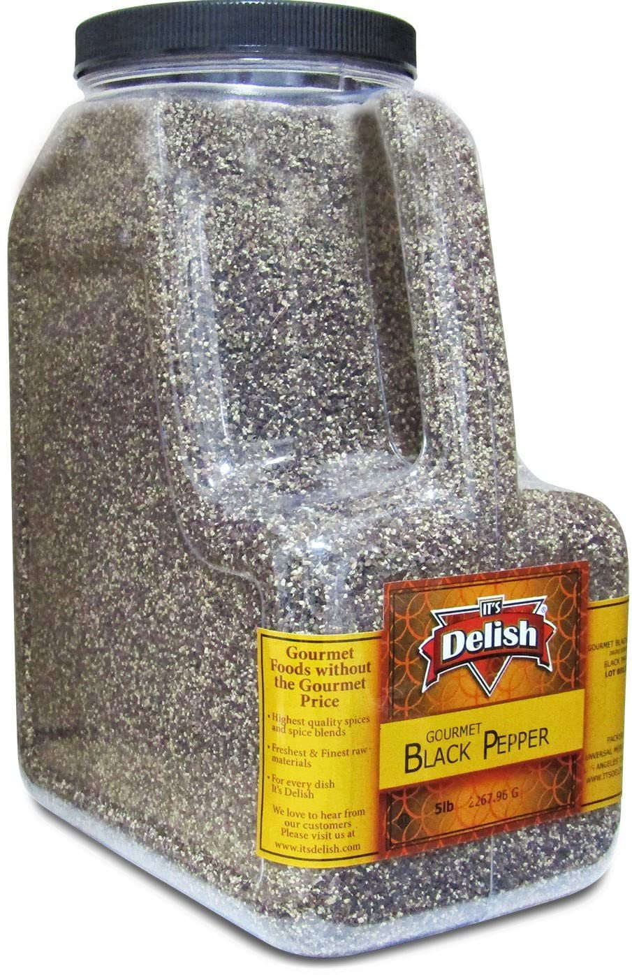 It's Delish Gourmet Ground Black Pepper, 5LB Restaurant Gallon Jug ...