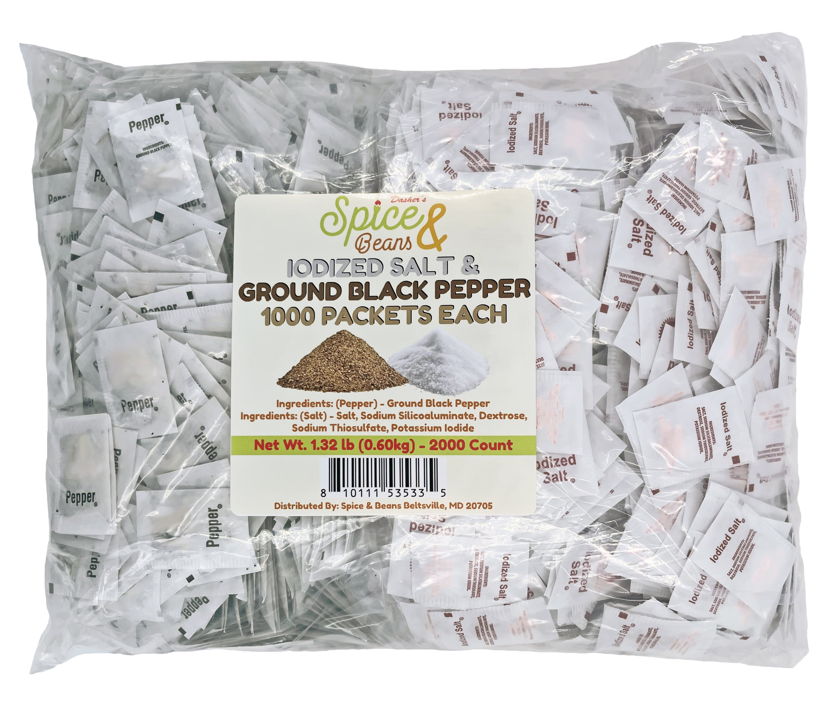 Dasher's Spice & Beans, Ground Black Pepper and Iodized Salt, Single ...