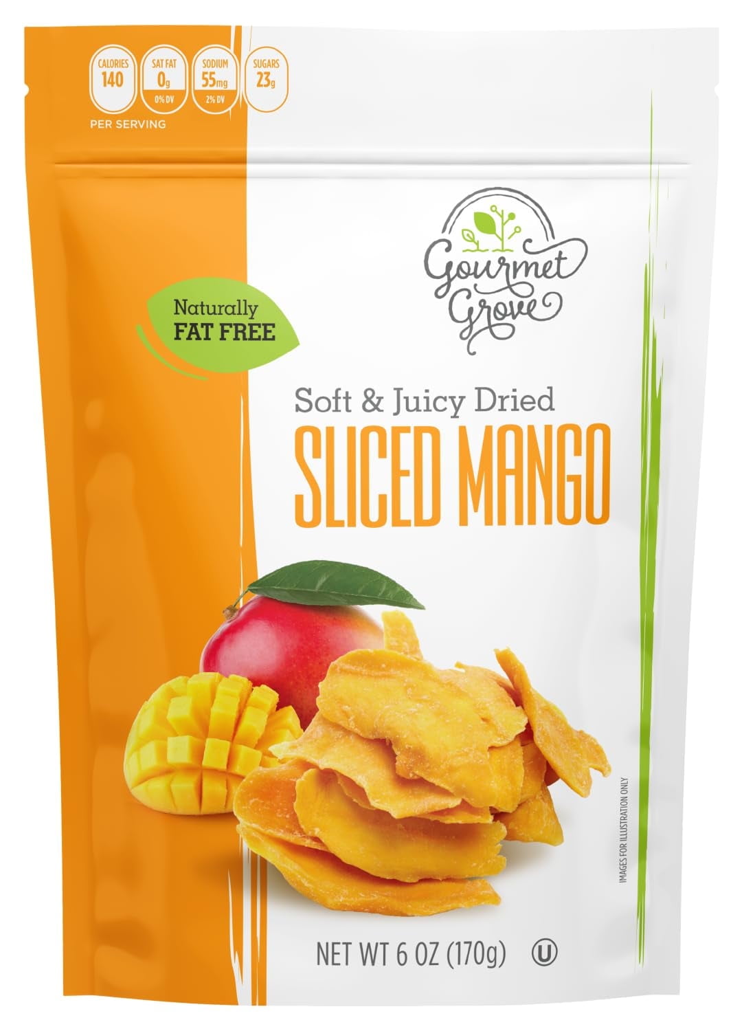 Gourmet Grove, Natural Dried Mango Slices, 6 OZ, Lightly Sweetened ...