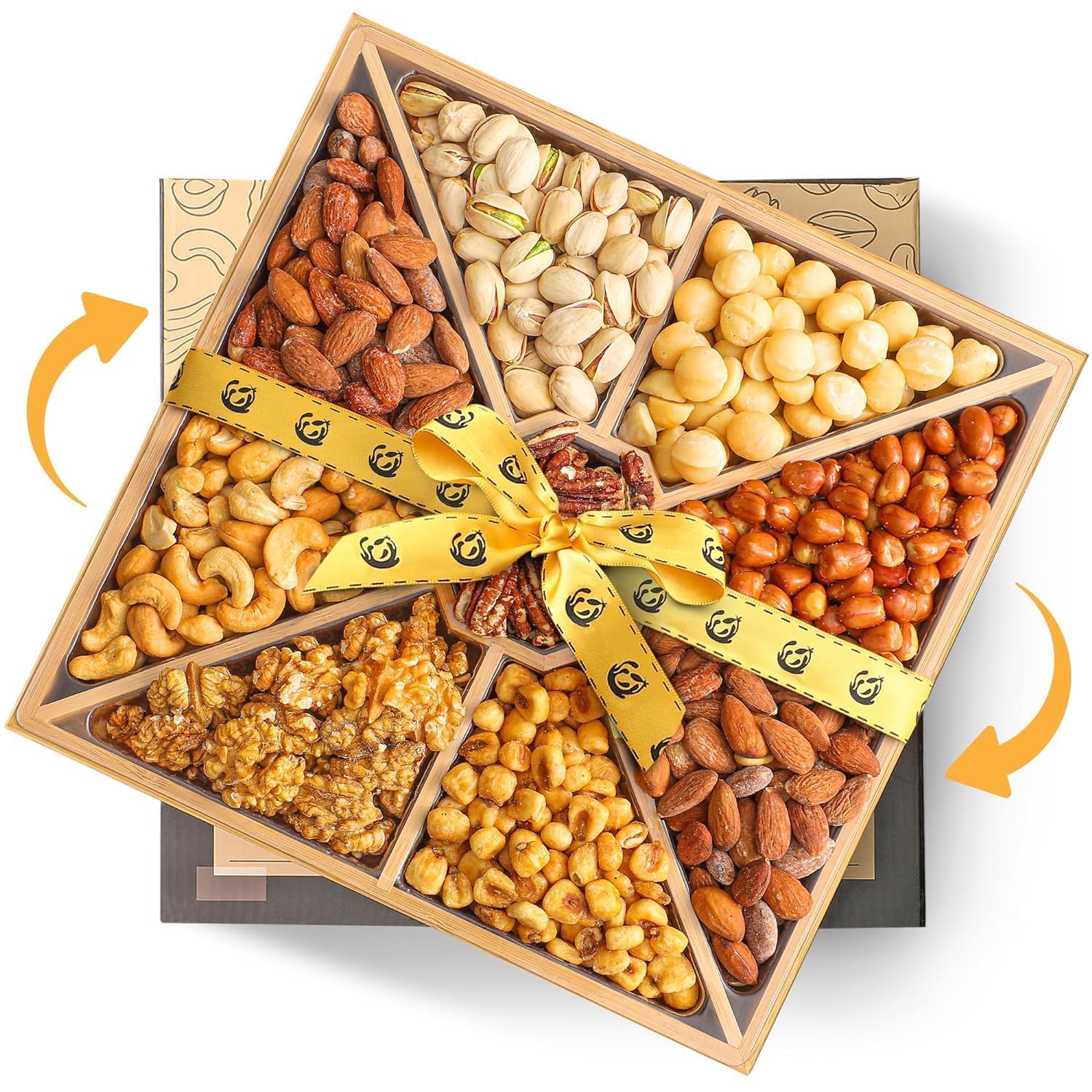 Gourmet Mixed Nuts Gift Basket with Lazy Susan | XL 2 LB Platter ...