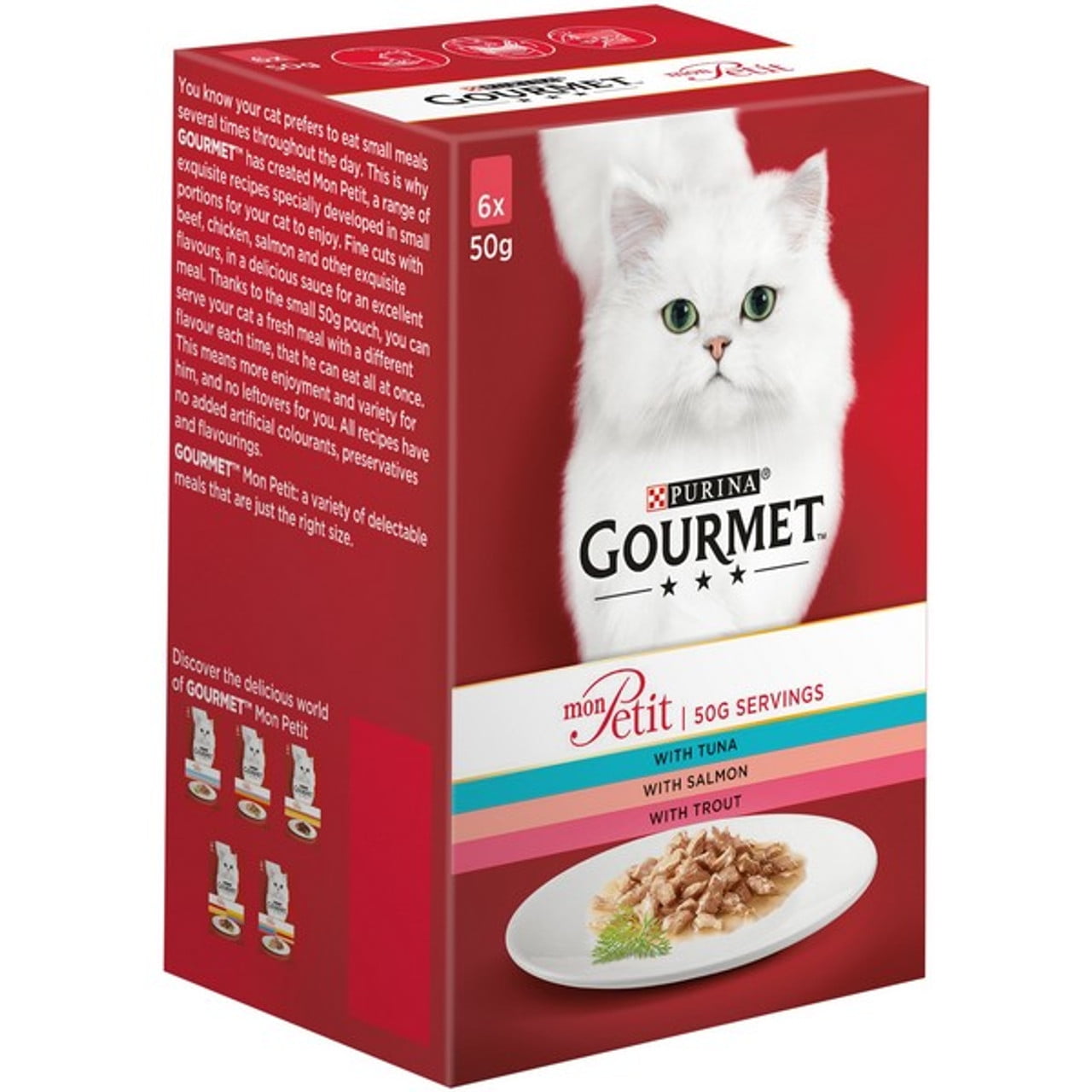 Gourmet Mon Petit Fish Salmon Tuna Trout Cat Food ( 6Pk) 50g 1 Case ...
