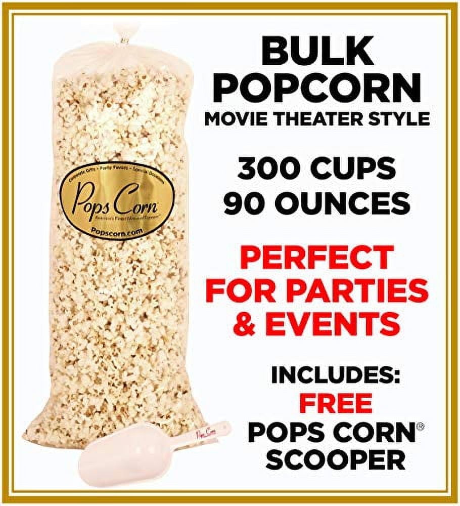 Pops Corn Gourmet Popcorn, Bulk 90oz Bag, 300 Cups, Fresh Movie Theater ...