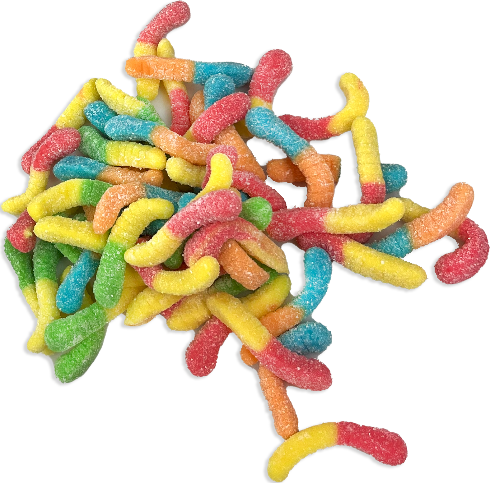 Gourmet Sanded Sour Mini Neon Gummi Worms Tart & Fruity Gummy Candy in ...