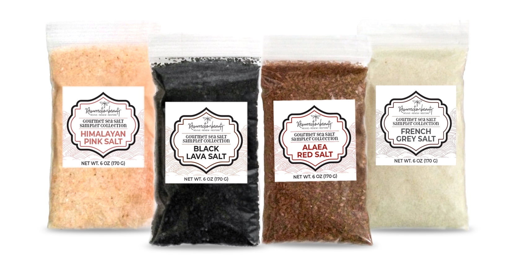 Gourmet Sea Salt Sampler: 4 X 6oz. Pkgs. Himalayan, French Grey, Red ...