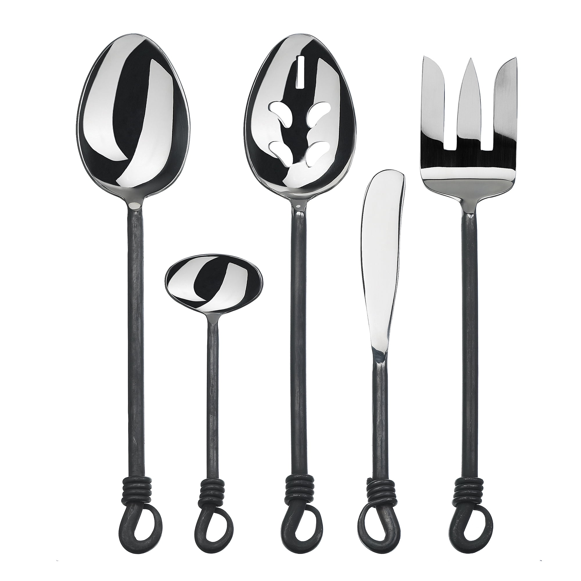 Gourmet Settings Twist N Shout Stainless Steel 5 Piece Serving Set with ...