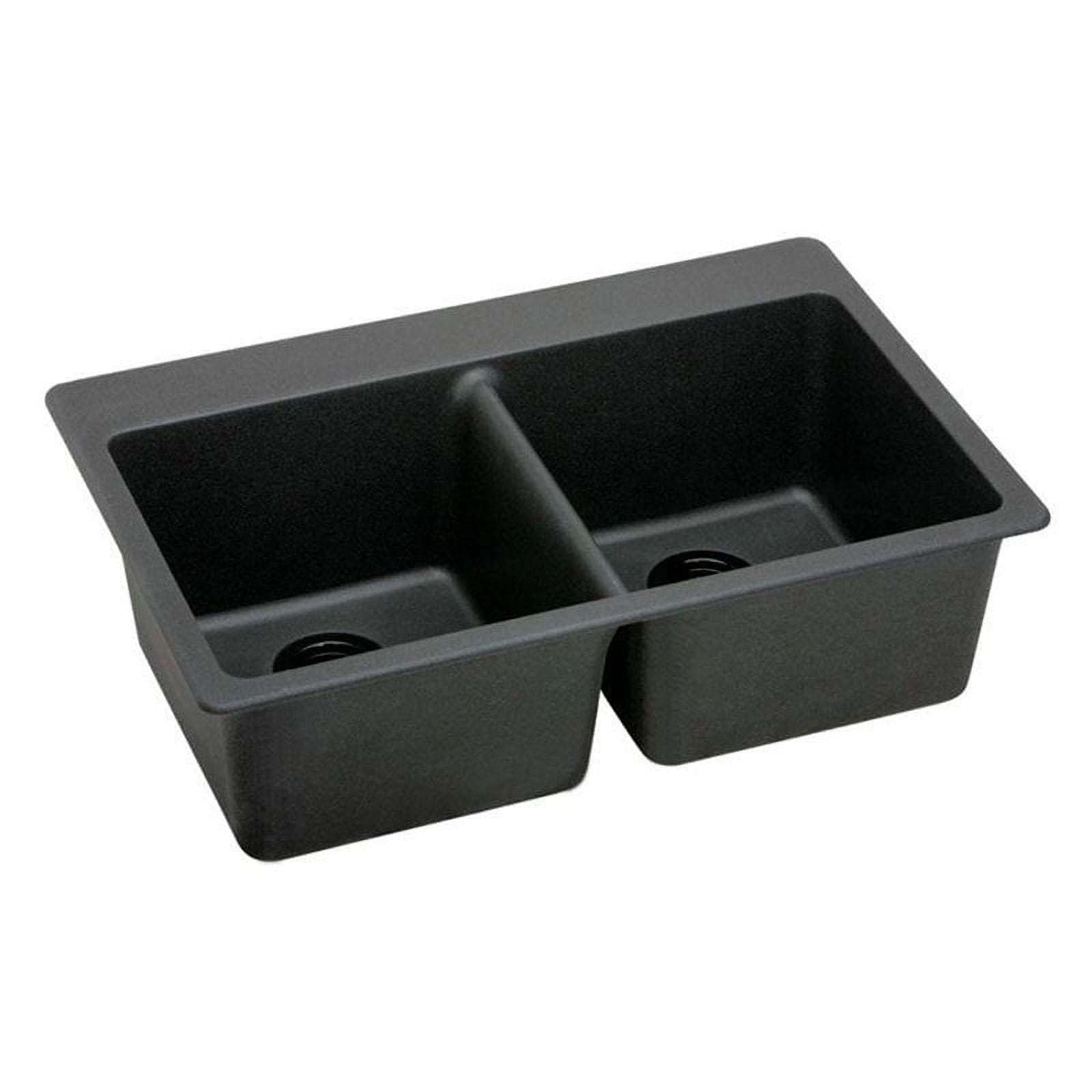 Gourmet Top Mount Granite 33x22x9.5 0-Hole Double Bowl Kitchen Sink in ...
