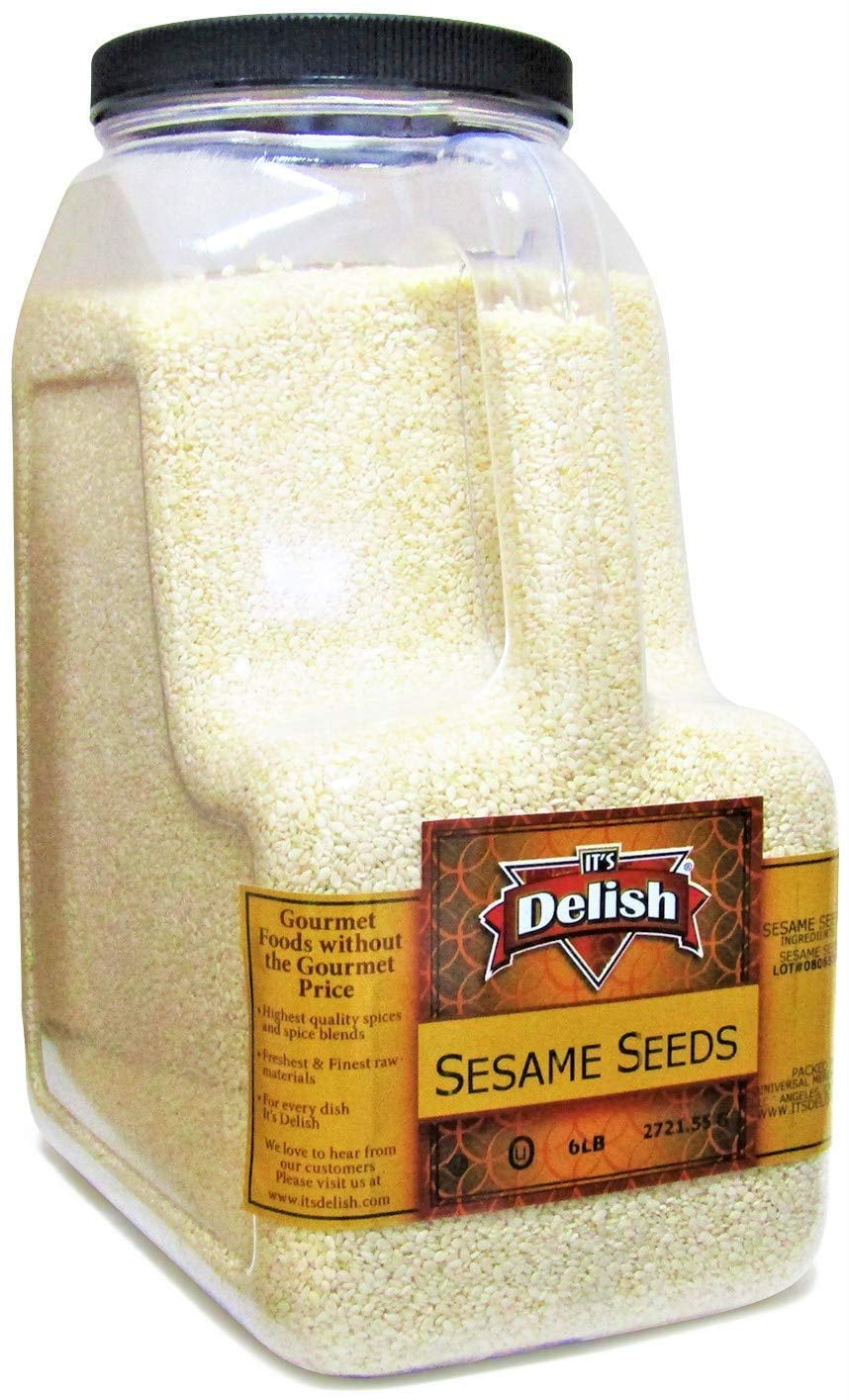 Gourmet White Sesame Seeds Hulled by It's Delish 6 lbs Gallon Size ...