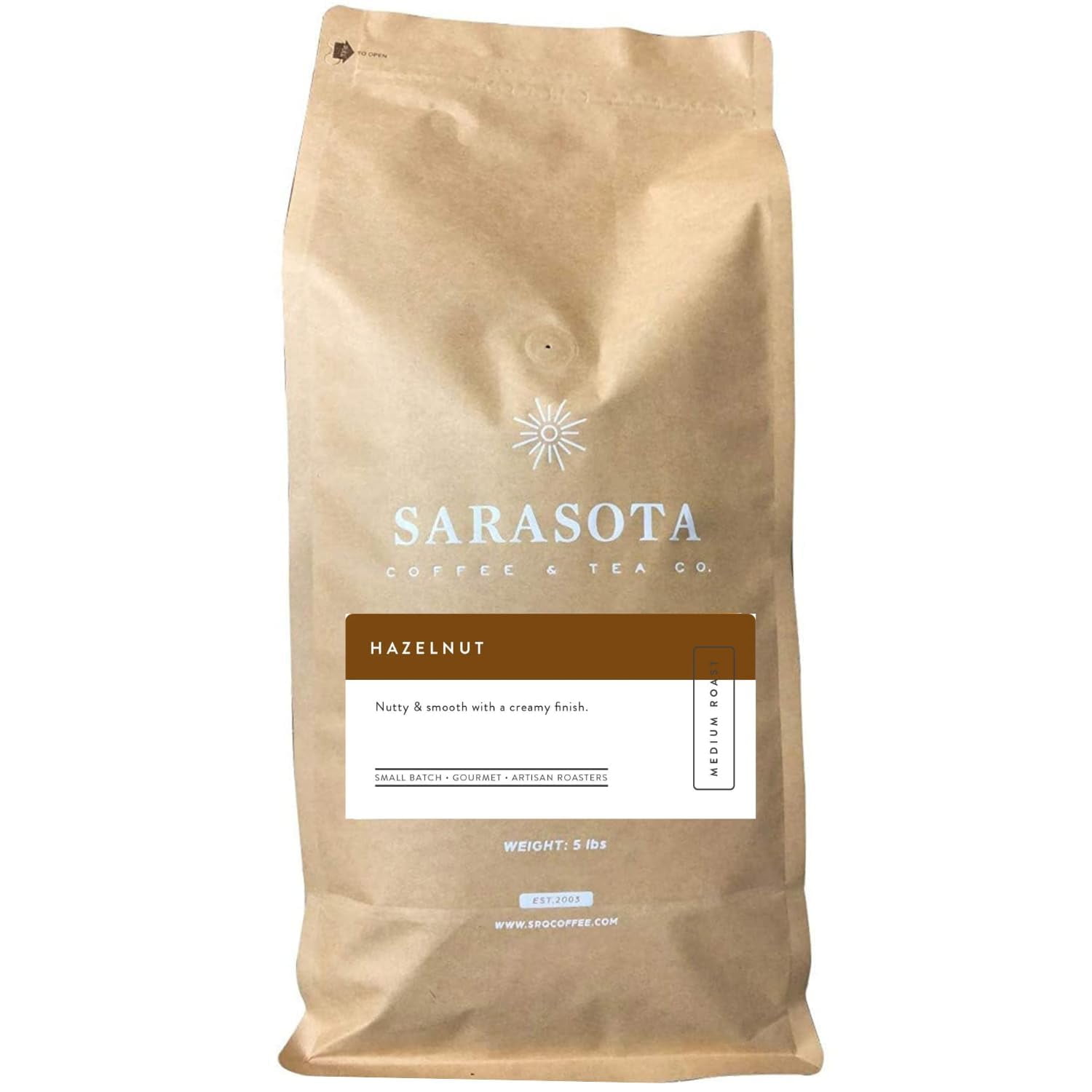 Gourmet Whole Bean Ground in 5 Pound Bags Medium Dark Flavored Roasts (Whole Bean Hazelnut ...