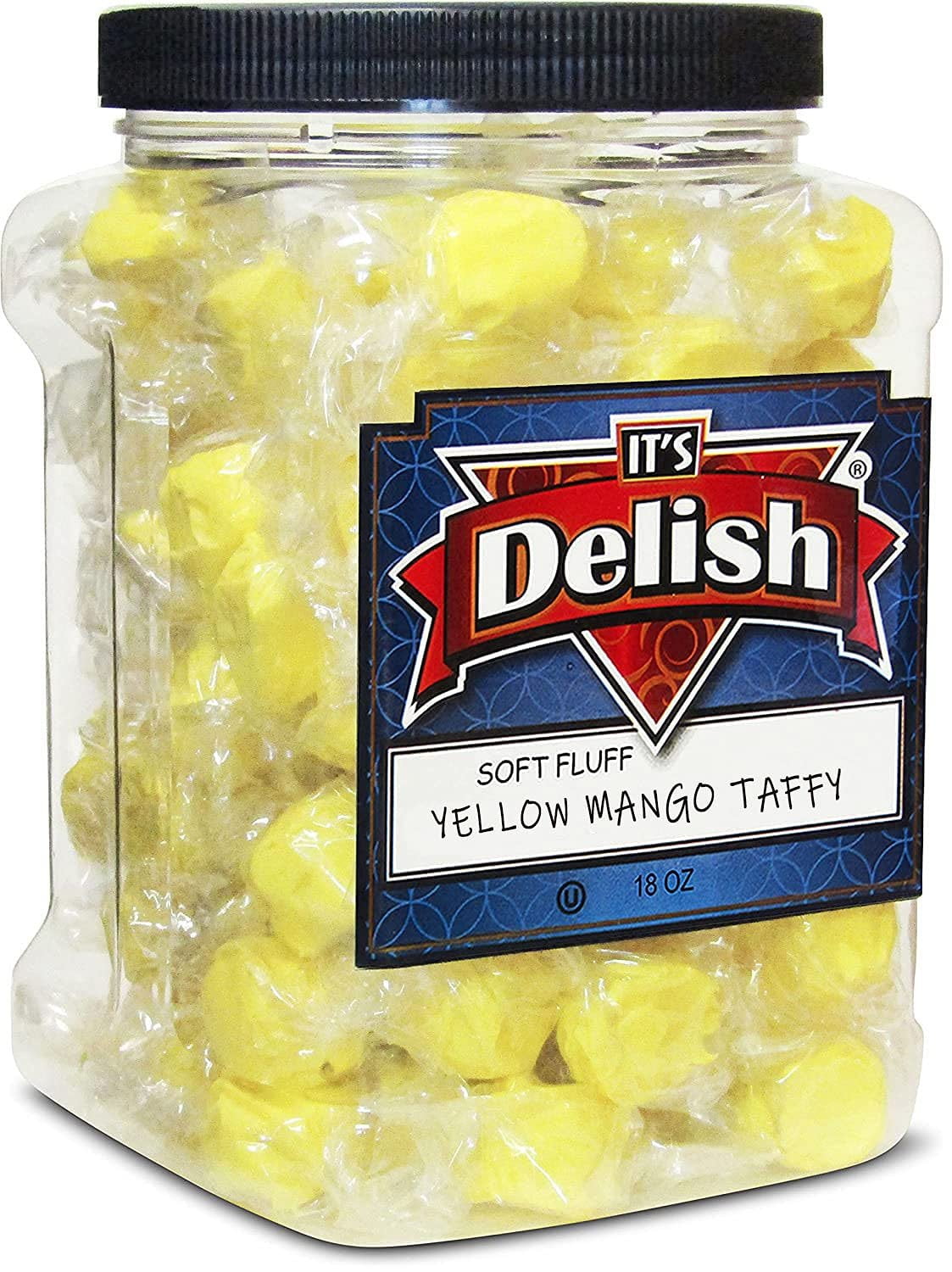 Gourmet Yellow Mango Taffy Chews by It's Delish, 18 Oz Jumbo Reusable ...