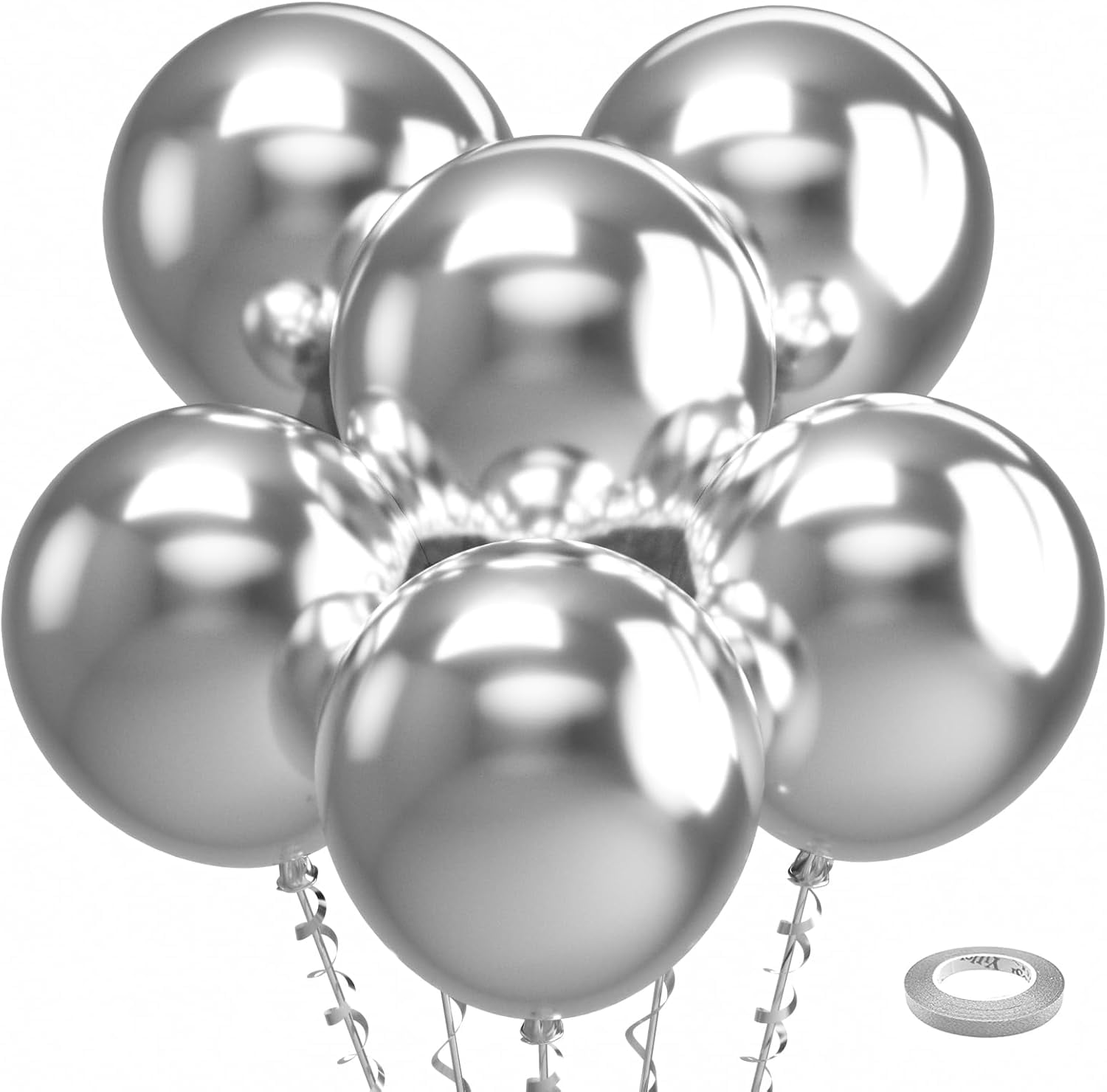 GourmetG Metallic Silver Balloons 18 Inch - 30 Pack Large Thick Silver ...