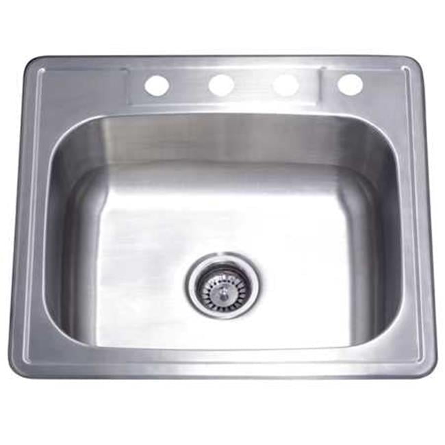 Gourmetier Self-Rimming Single Bowl Kitchen Sink Brushed Nickel ...
