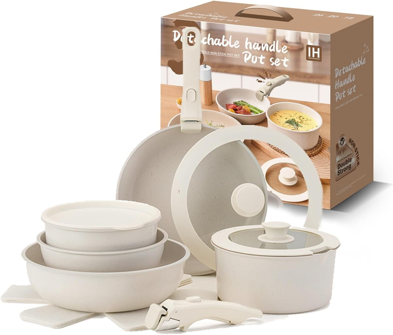 Gourmetific 11-Piece Nonstick Maifan Cookware Set with Detachable ...